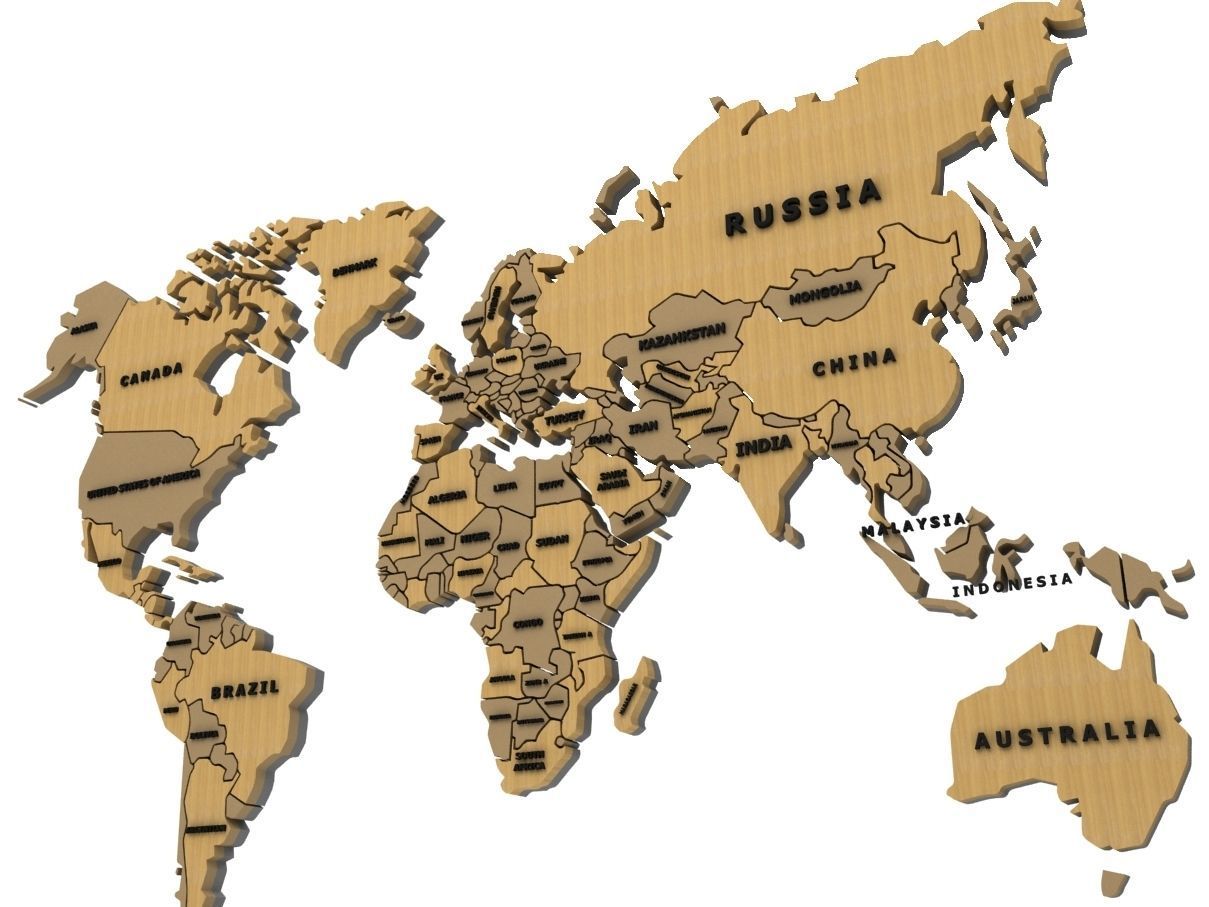 world map with country names 3D model | CGTrader