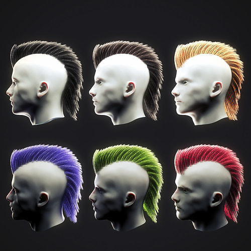 3D model Punk Hairstyle Low Poly 3 VR / AR / low-poly | CGTrader
