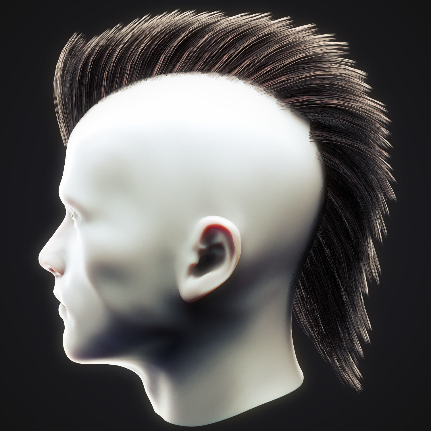 3D model Punk Hairstyle Low Poly 3 VR / AR / low-poly | CGTrader