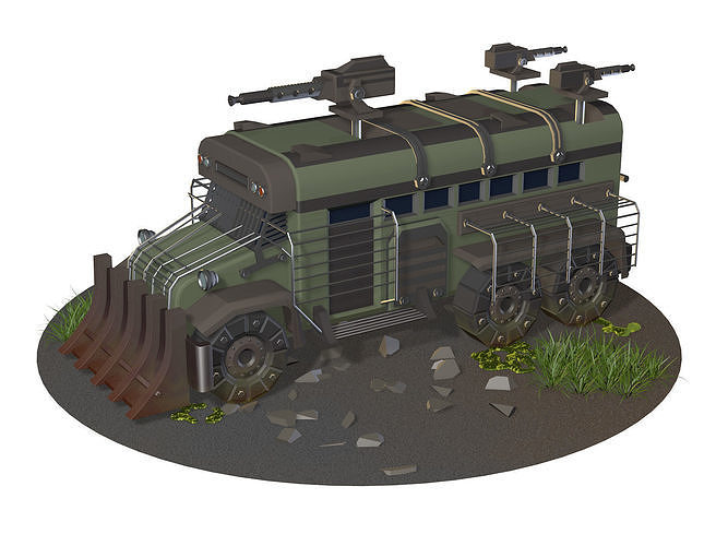 Zombie hunter BUS 3D model | CGTrader