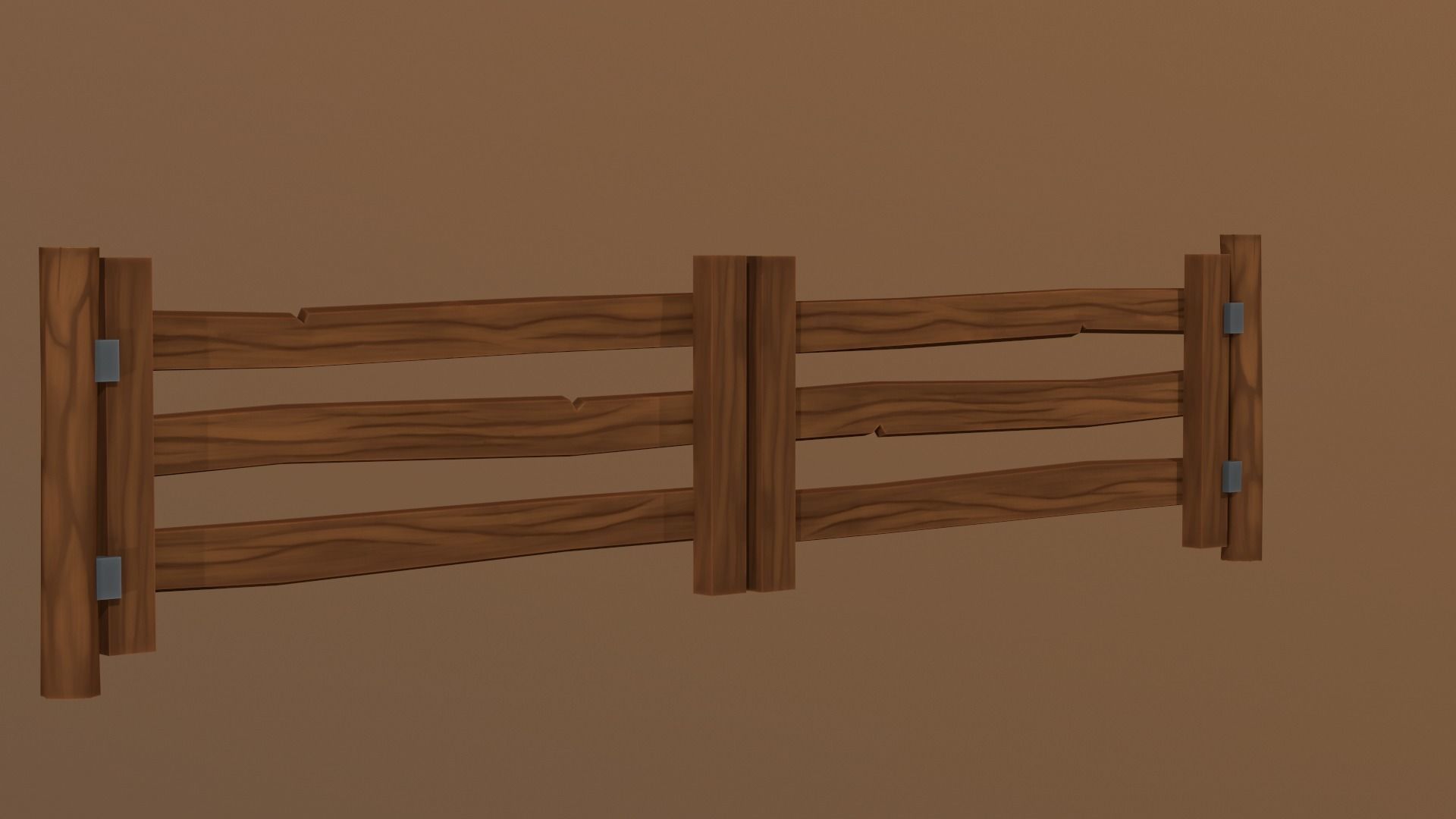 3D model Low-poly Fence and gate with handpainted textures VR / AR ...