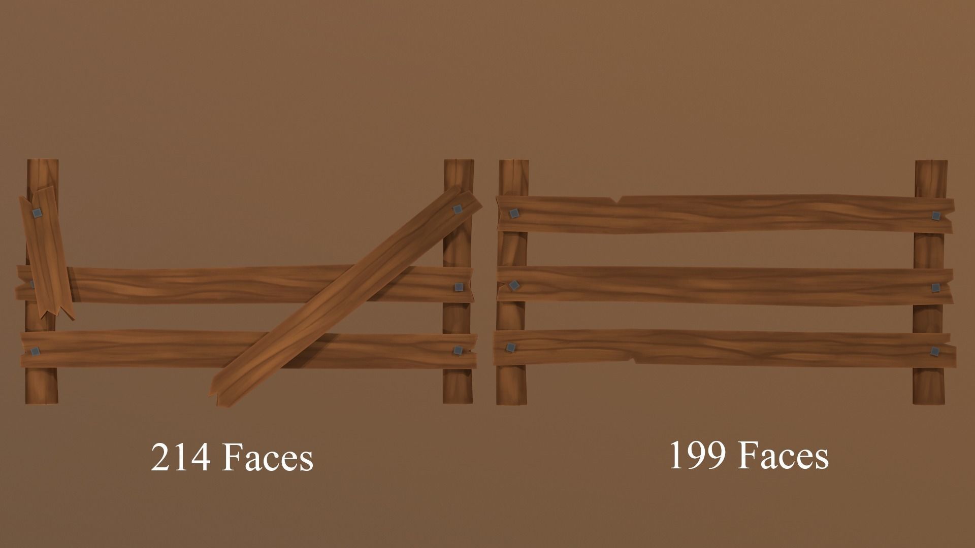 3D model Low-poly Fence and gate with handpainted textures VR / AR ...