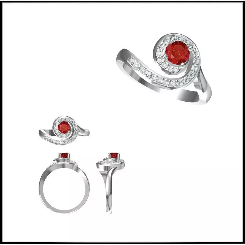 JCD Format Unique Color stone rings autocad jewelry 3D model 3D ...
