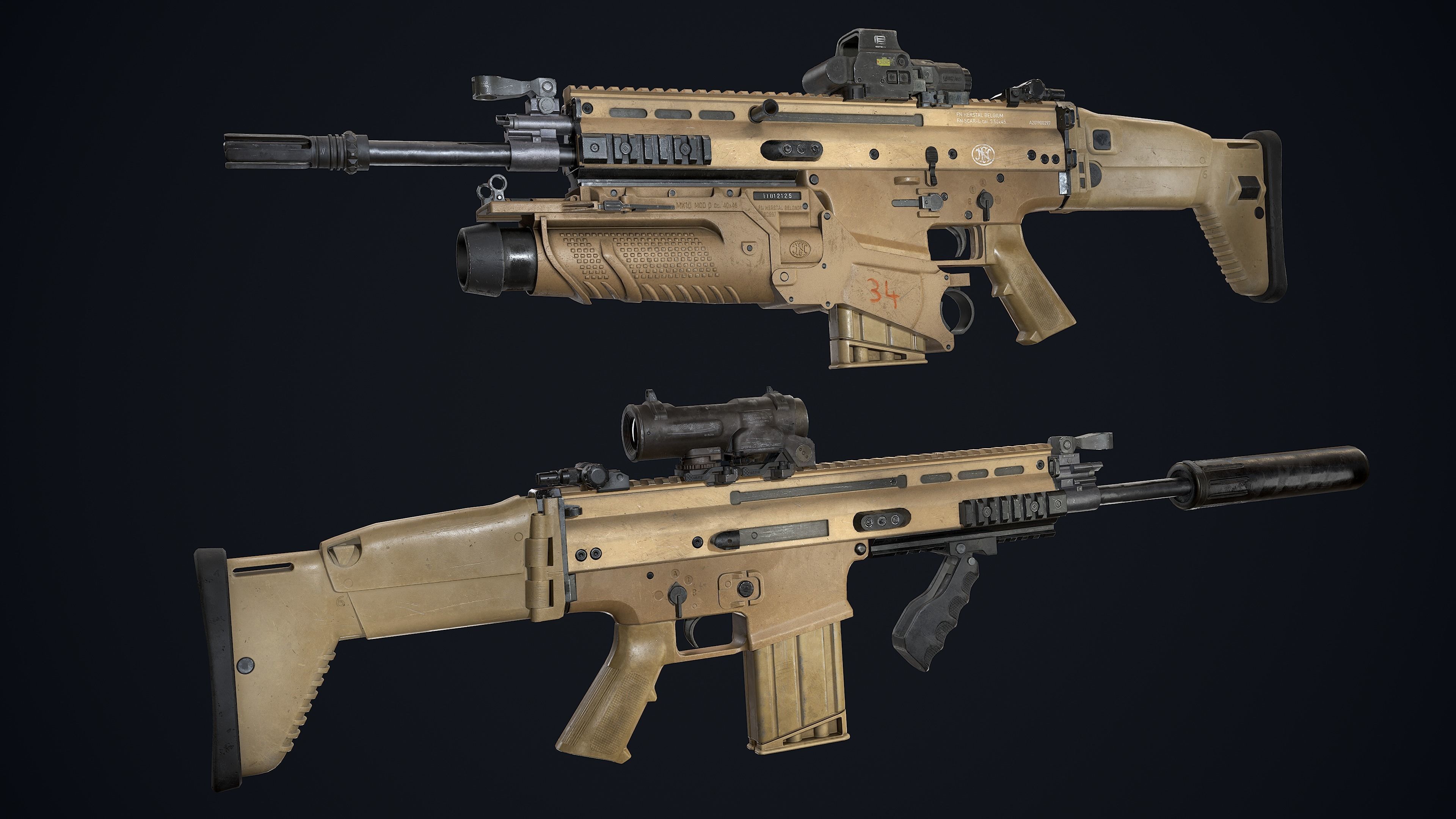 3D model FN SCAR-L-H - EGLM VR / AR / low-poly | CGTrader