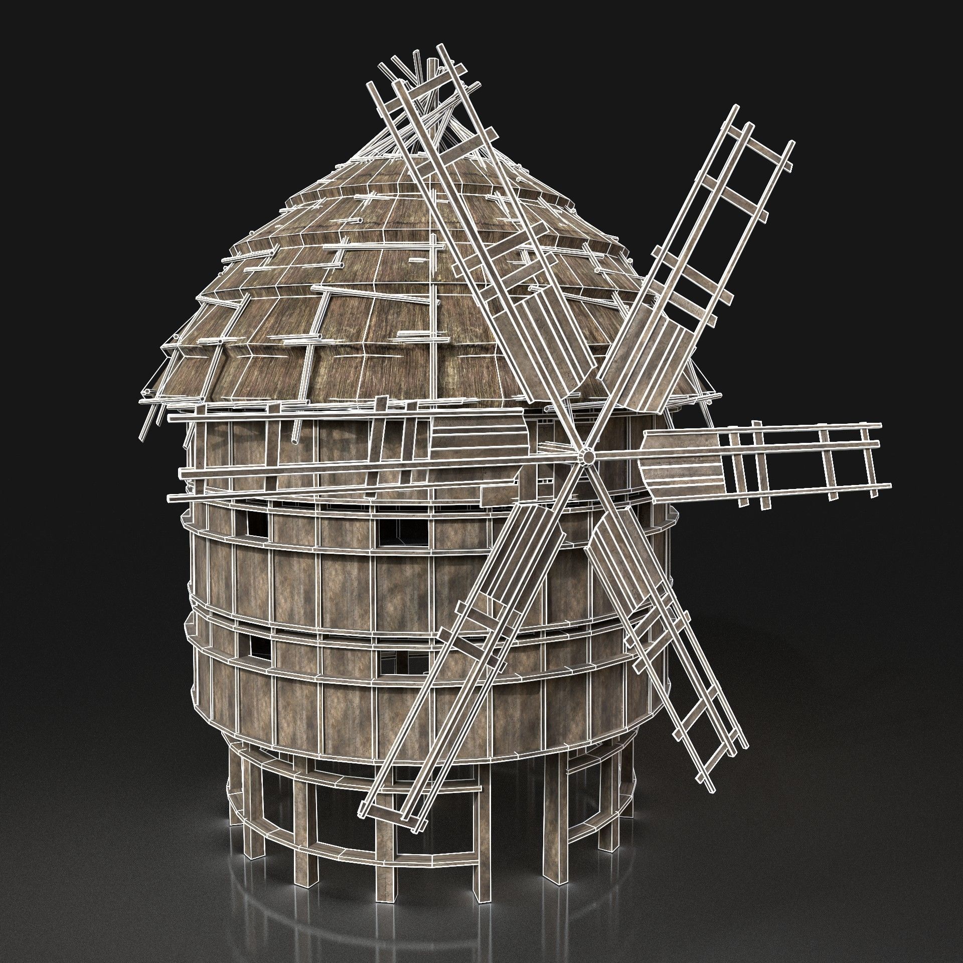 Next Gen AAA THATCHED FANTASY MEDIEVAL WOODEN SILO WINDMILL free VR ...