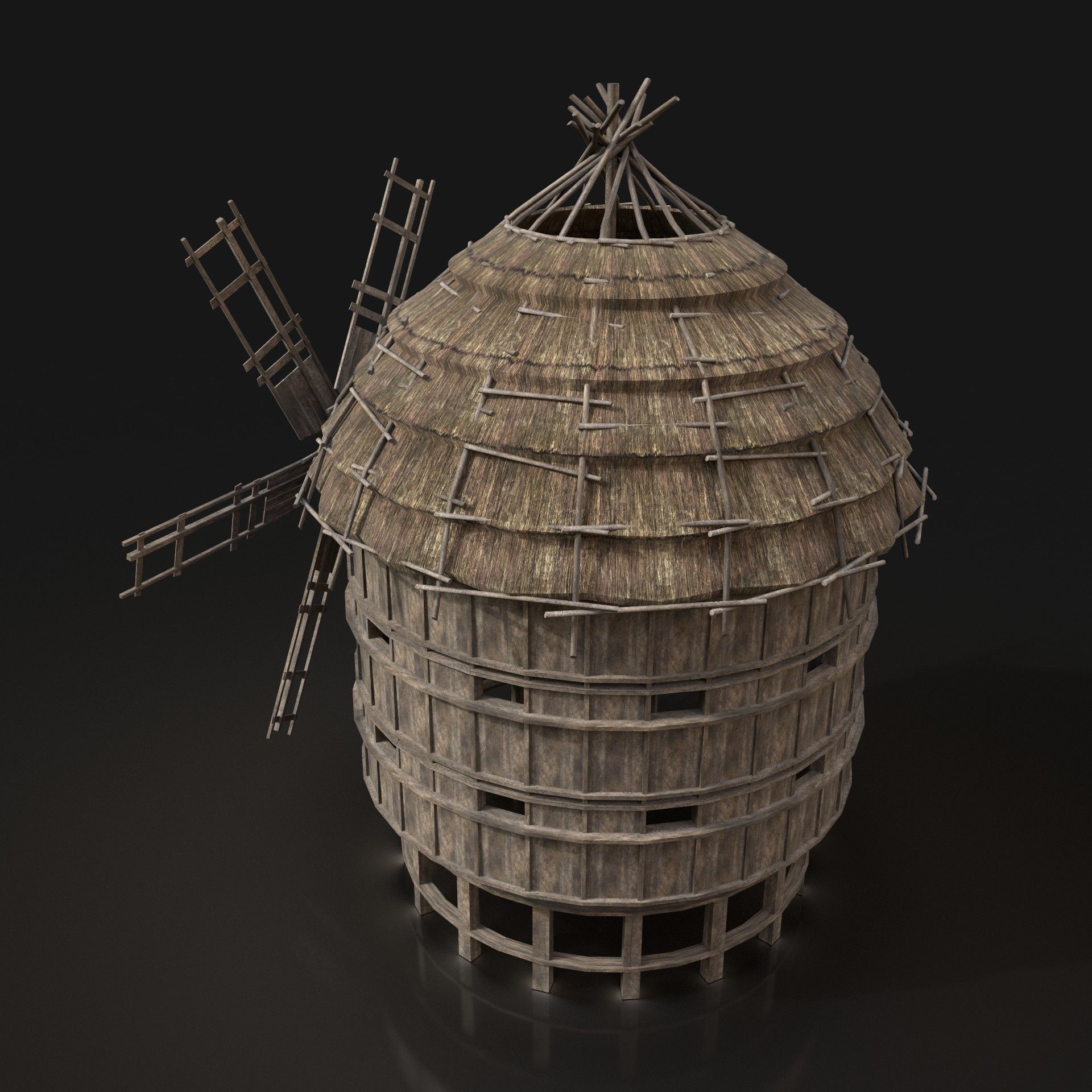 Next Gen AAA THATCHED FANTASY MEDIEVAL WOODEN SILO WINDMILL free VR ...