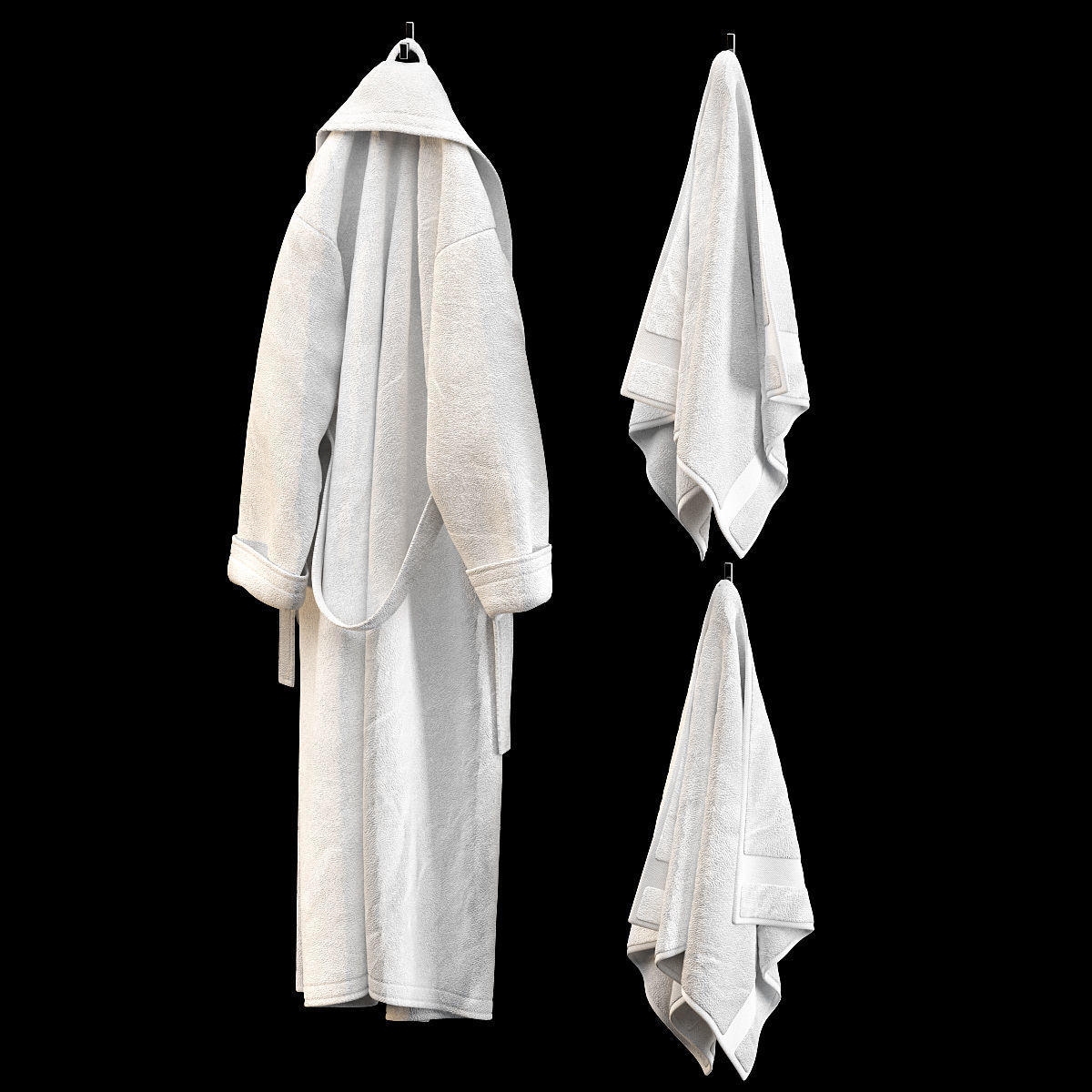BATHROBE TOWELS WHITE 3D model | CGTrader