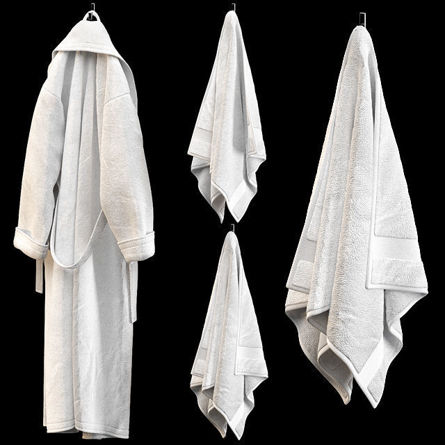 BATHROBE TOWELS WHITE 3D model | CGTrader