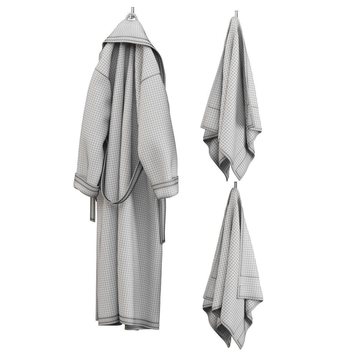 BATHROBE TOWELS WHITE 3D model | CGTrader