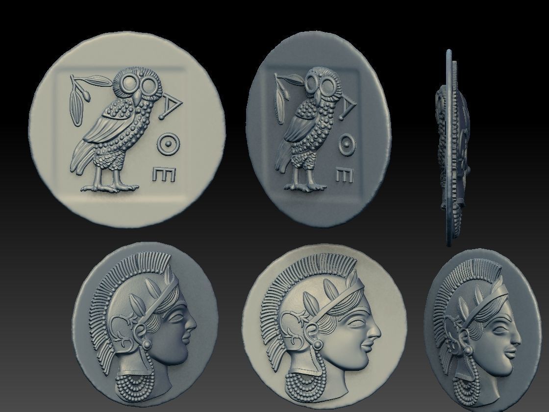 Greek Ancient drachma coin 3D model 3D printable | CGTrader