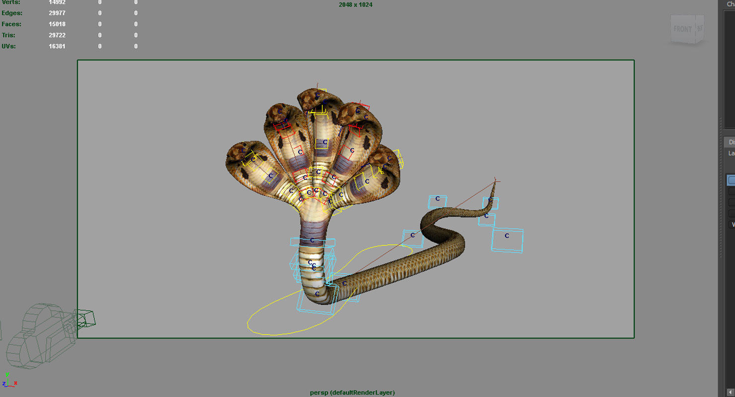five head snake rigged model 3D model rigged | CGTrader