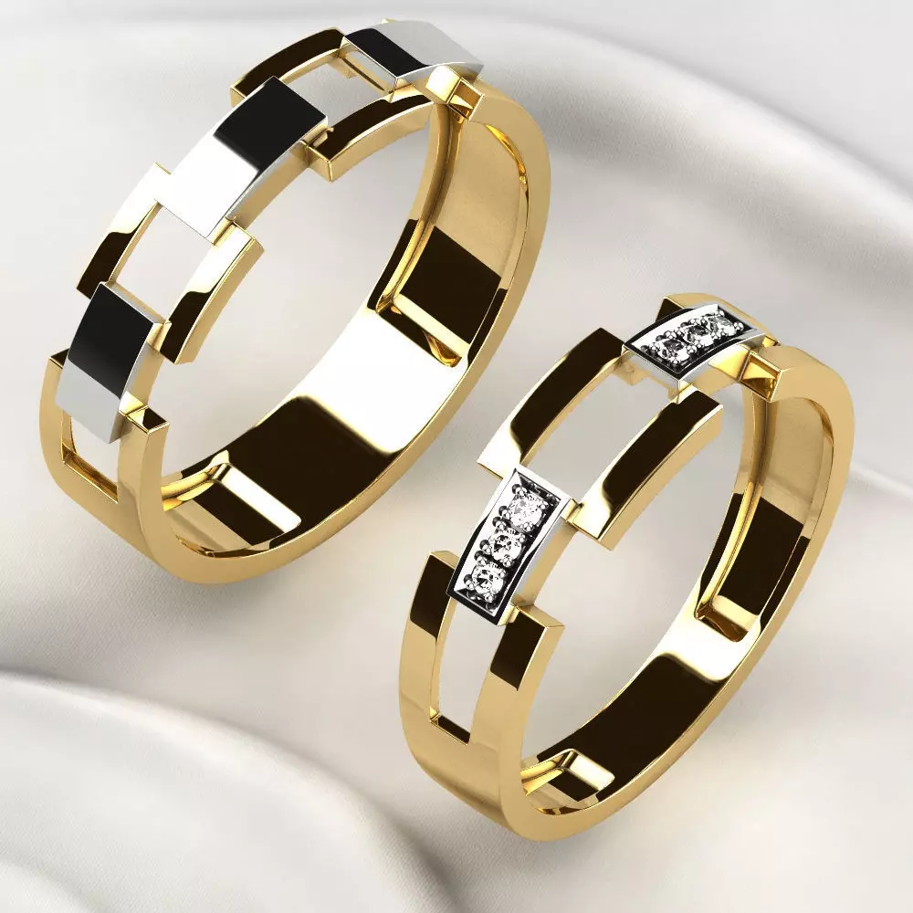 White Rhodium Wedding Rings 3D model 3D printable | CGTrader