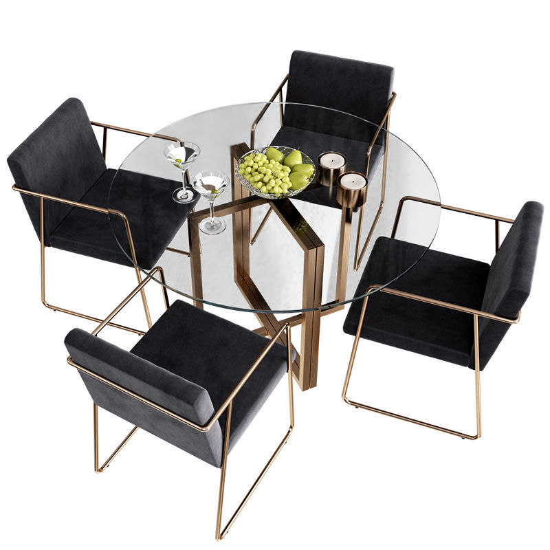 CB2 rouka chair with round dining table 3D model | CGTrader