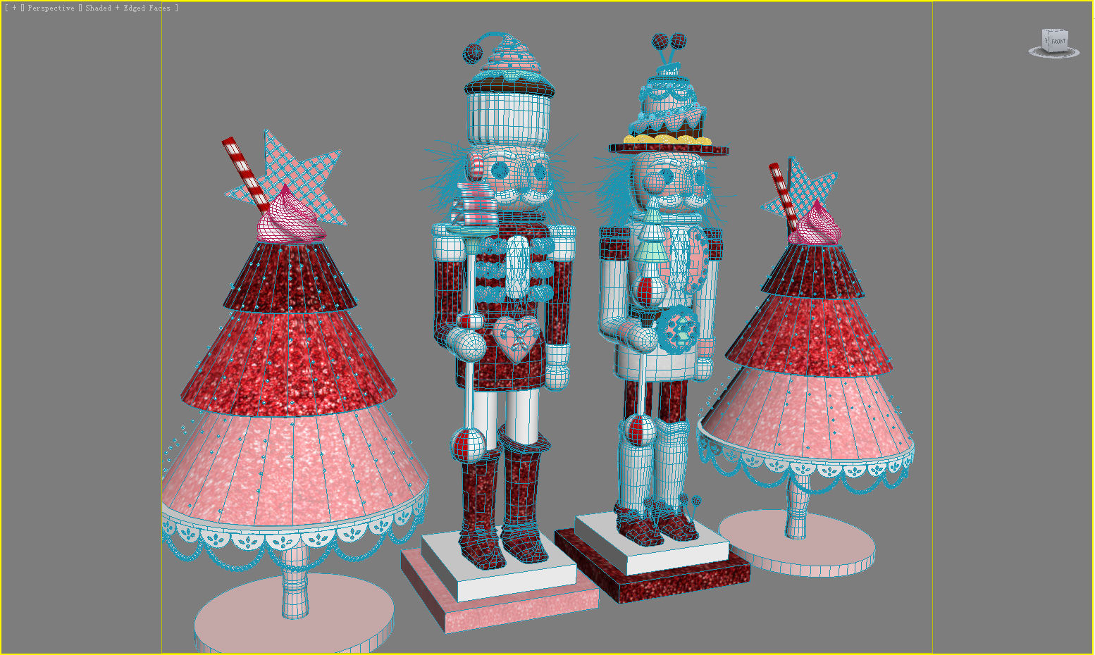 The Nutcracker three nutcrackers with candy canes 3D model | CGTrader