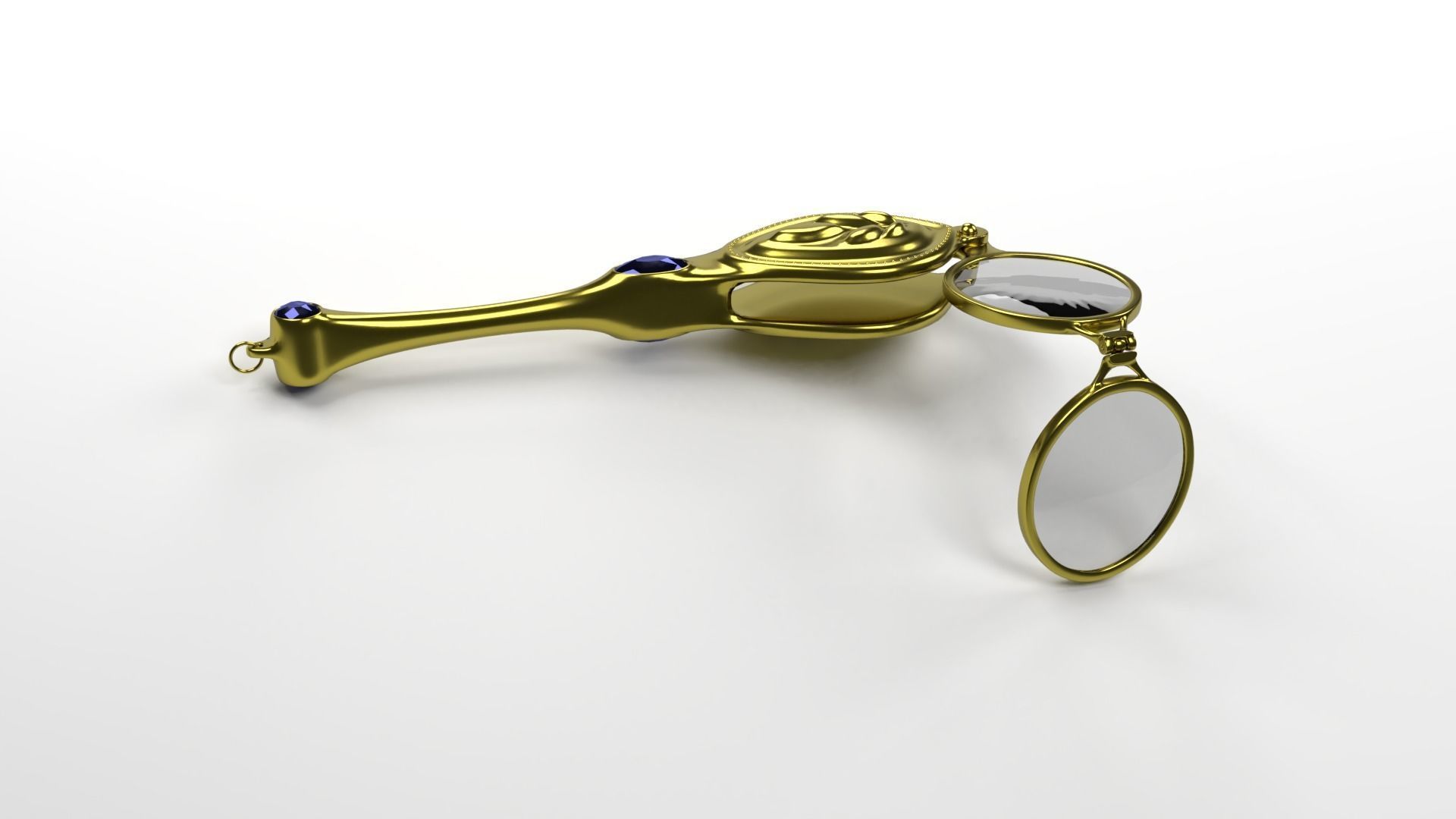 Lorgnette gold magnifying glass 3D model | CGTrader