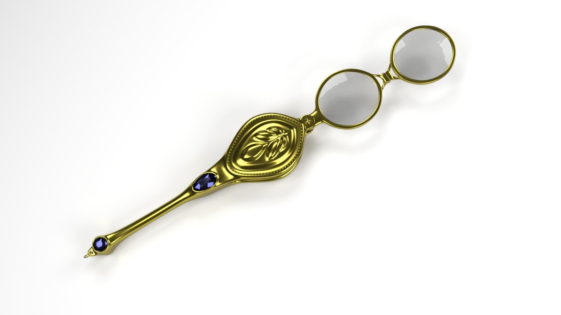Lorgnette gold magnifying glass 3D model | CGTrader