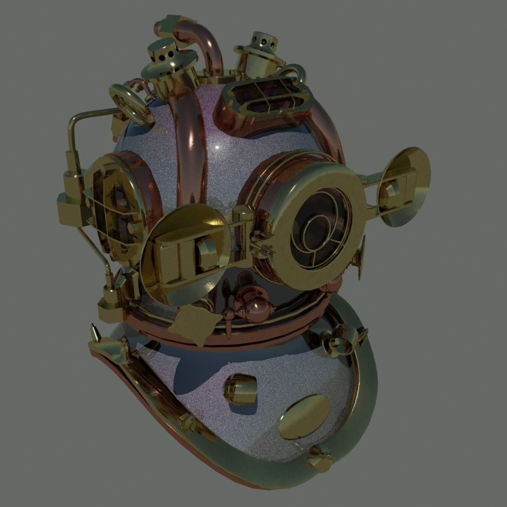 Custom diving helmet 3D model | CGTrader