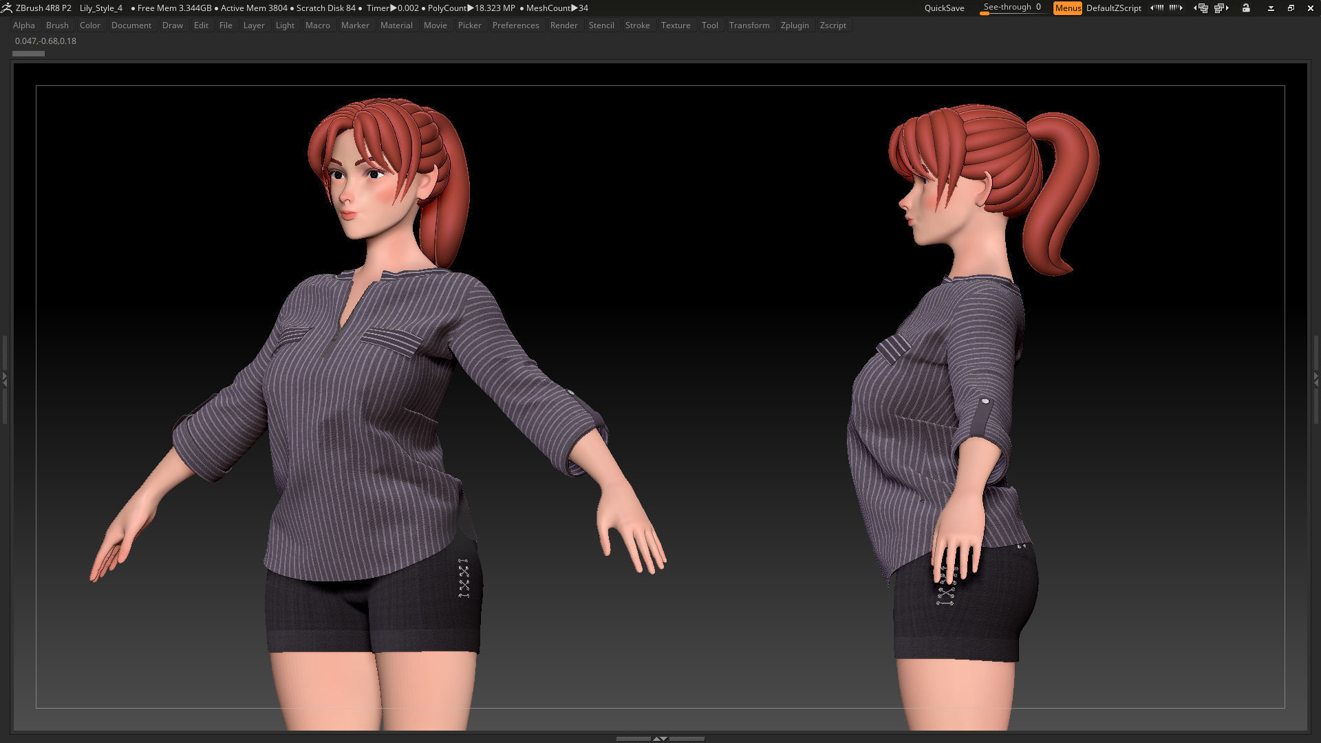 ZBrush Stylized Character Female Base Mesh No18 Style 4 3D model | CGTrader