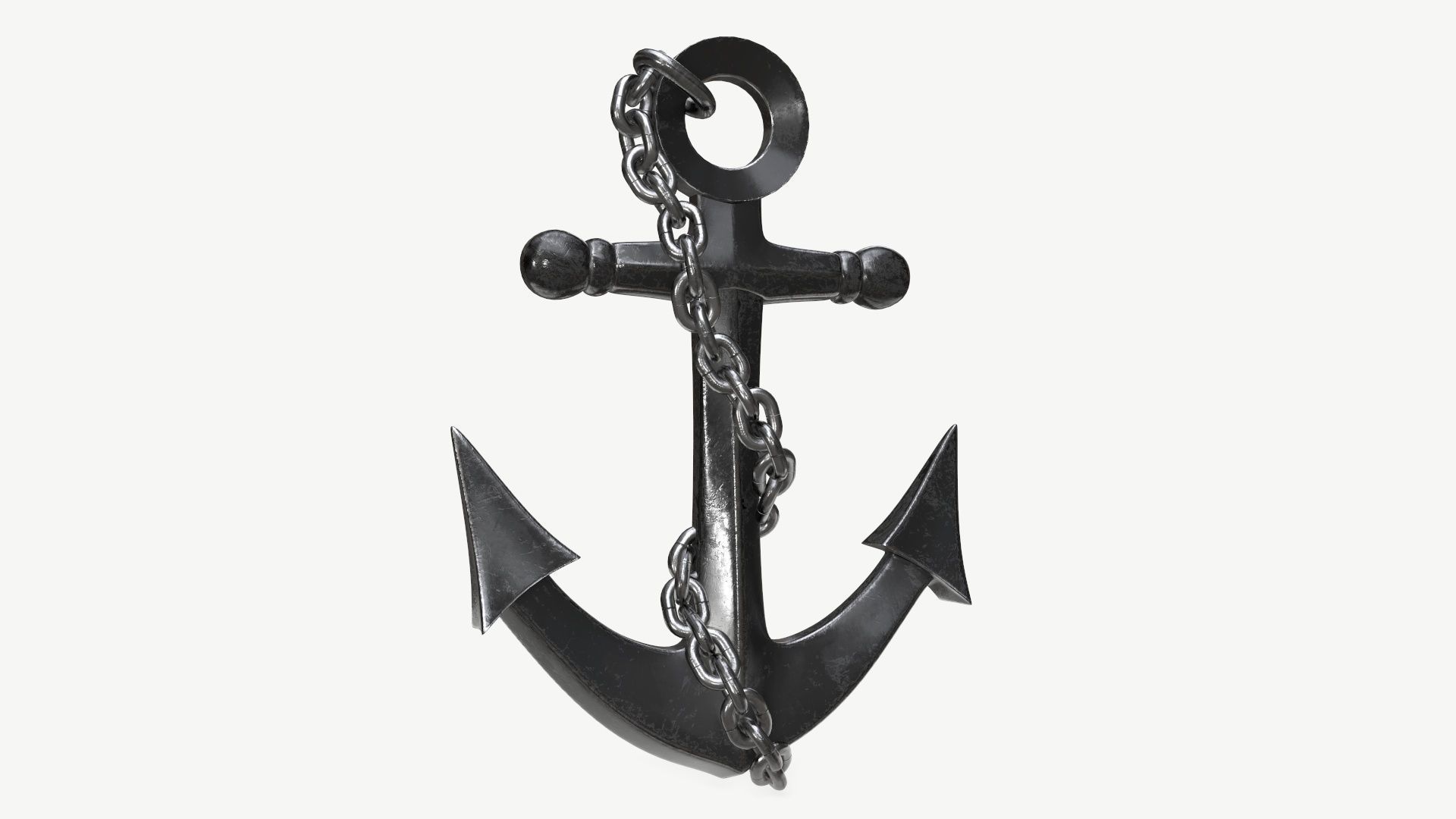 Wall interior decor anchor with chains 3D model | CGTrader