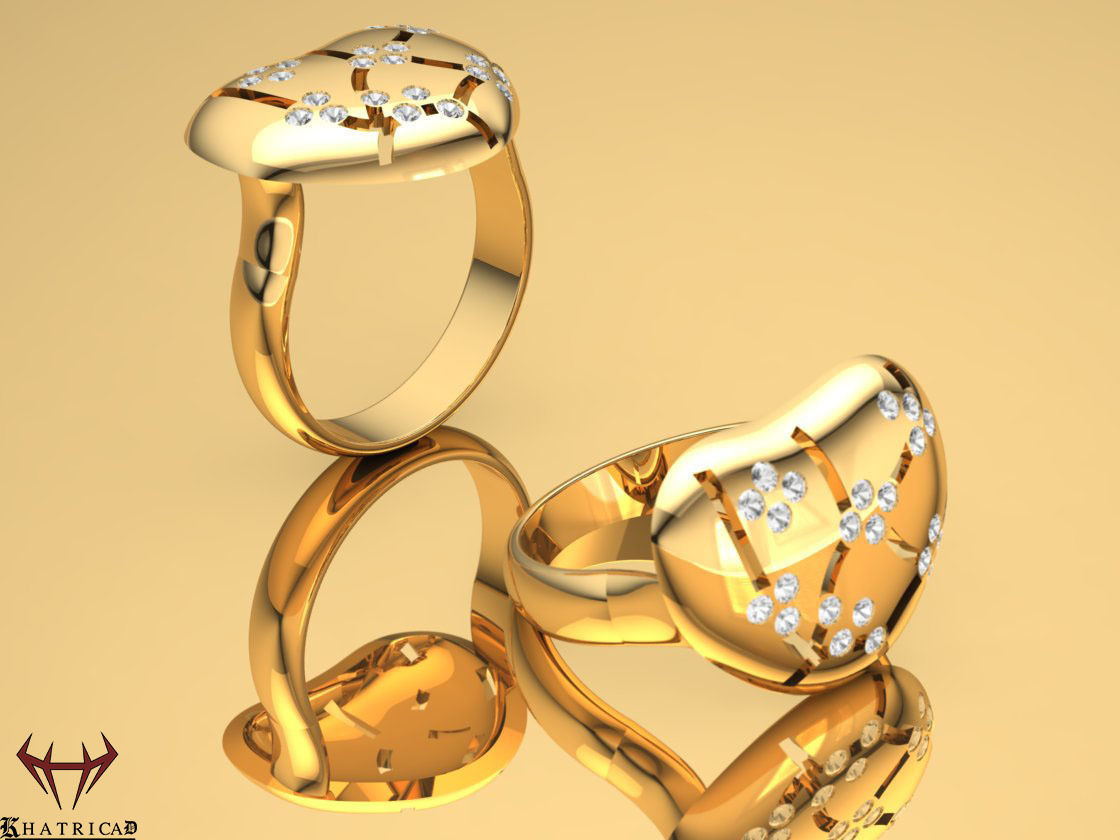 Heart Charm ring 3D model 3D printable | CGTrader