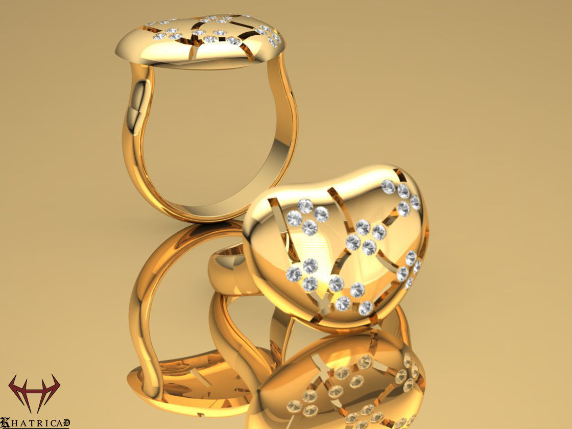 Heart Charm ring 3D model 3D printable | CGTrader