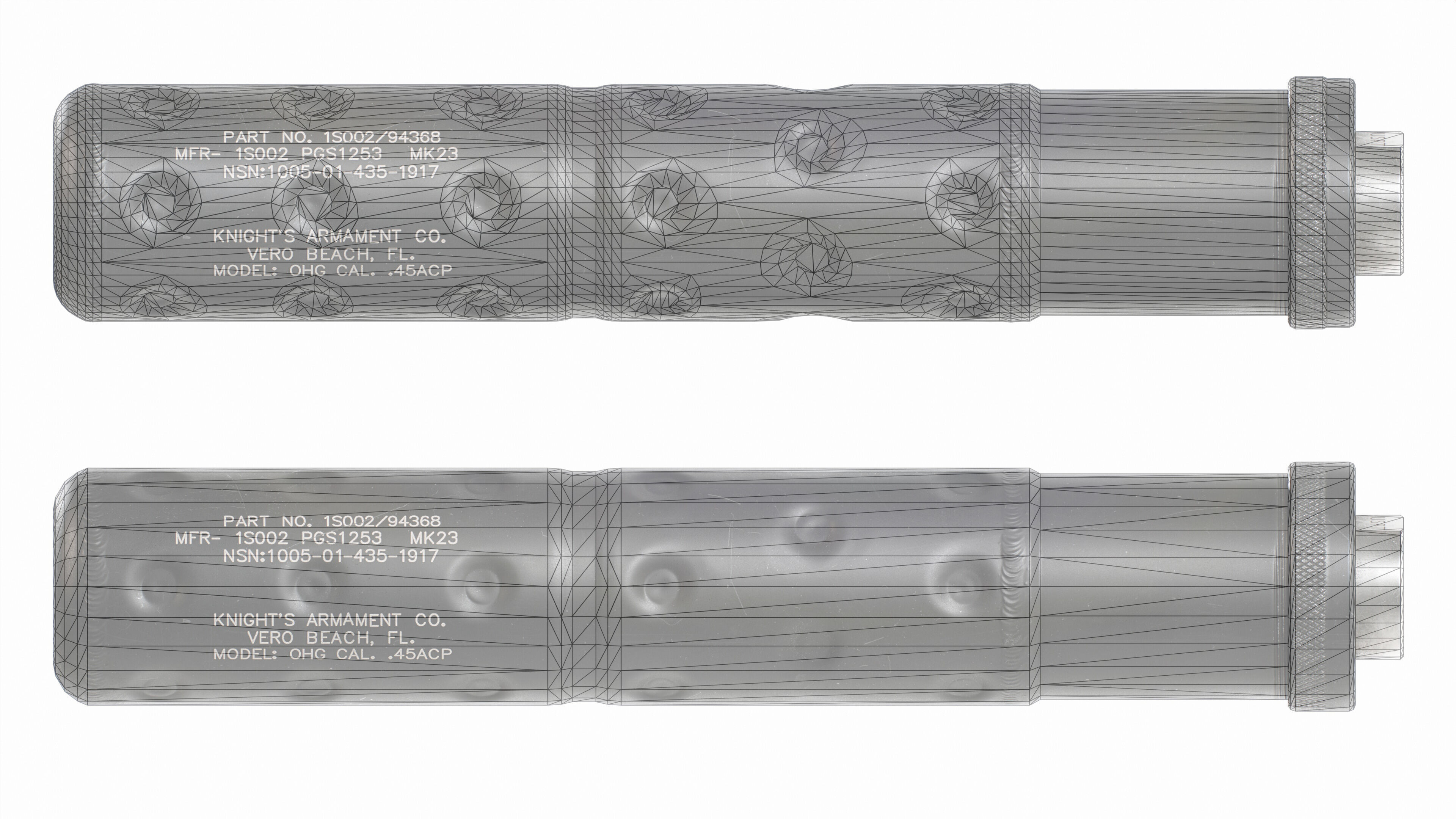 3D model Knights Armament USP-T 45ACP Suppressor VR / AR / low-poly ...