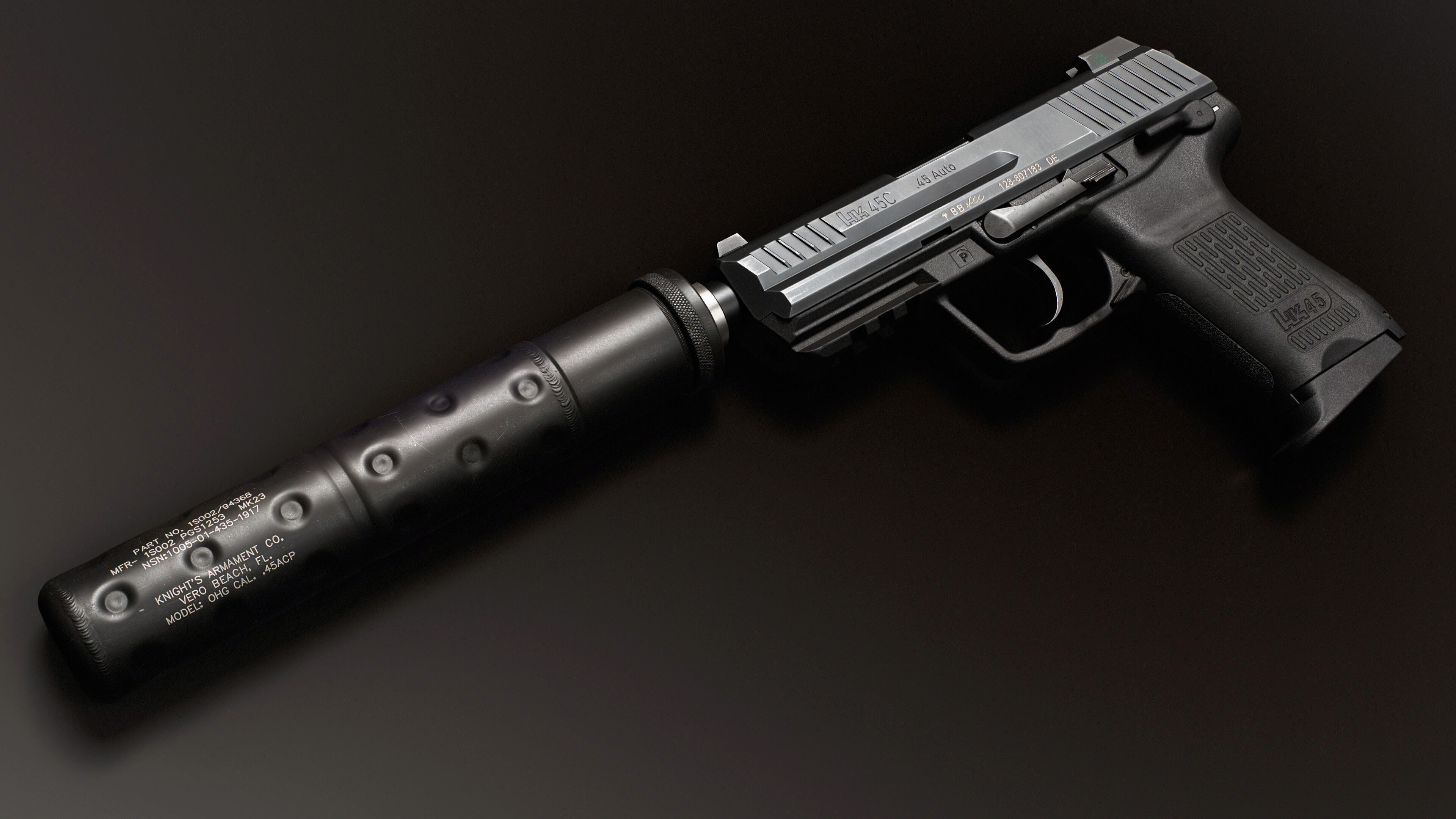 3D model Knights Armament USP-T 45ACP Suppressor VR / AR / low-poly ...