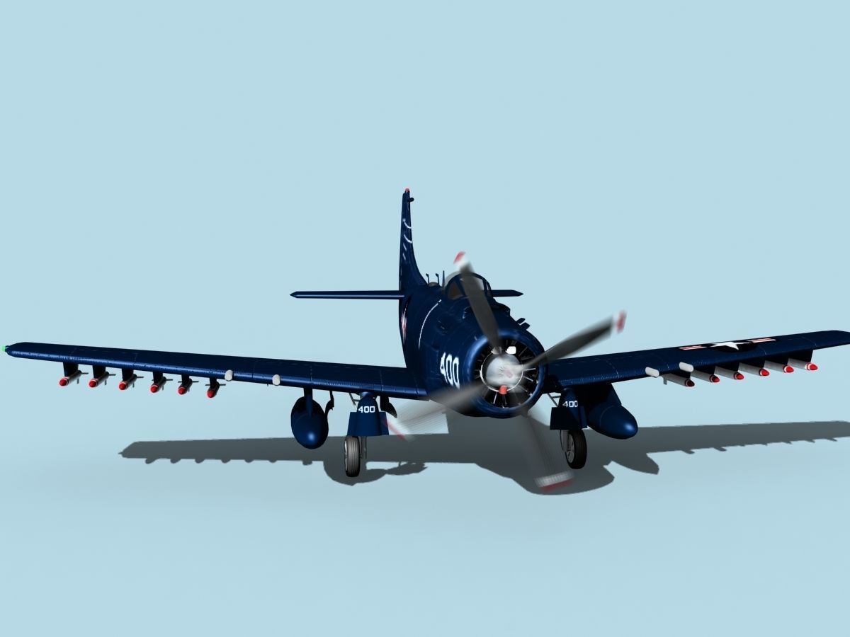 Douglas A-1H Skyraider V01 USN 3D model animated rigged | CGTrader
