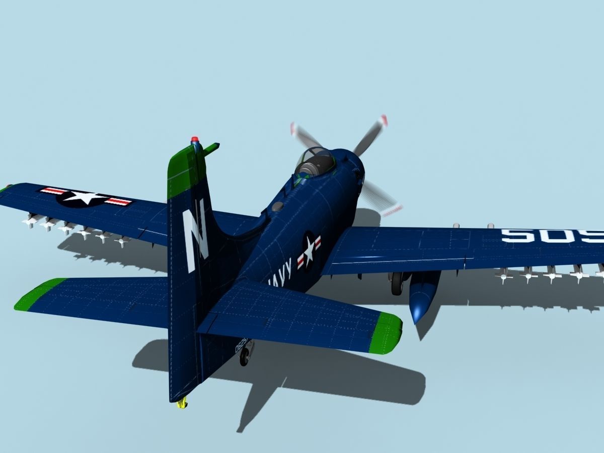 Douglas A-1H Skyraider V03 USN 3D model animated rigged | CGTrader