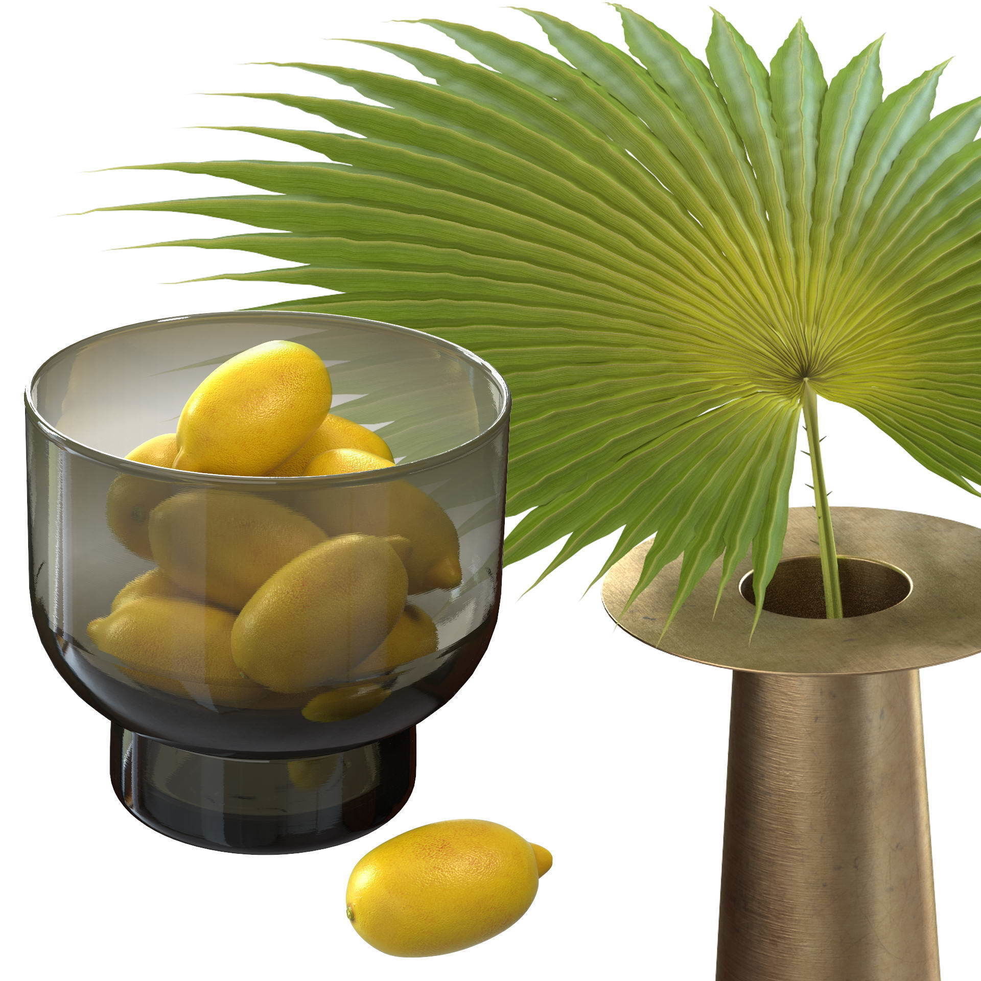 BoConcept decorative set with vase candleholders and lemons 3D model | CGTrader