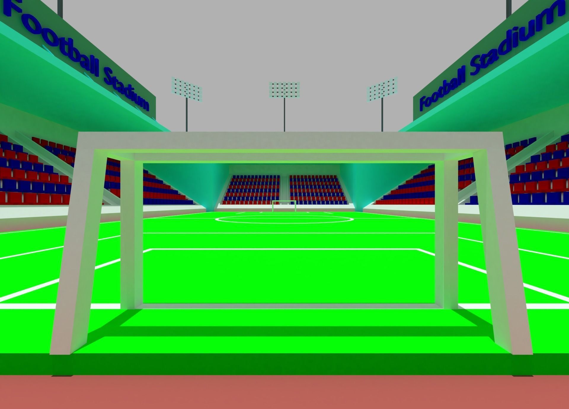 3D model Low Poly Simple Cartoon Football Stadium VR / AR / low-poly ...