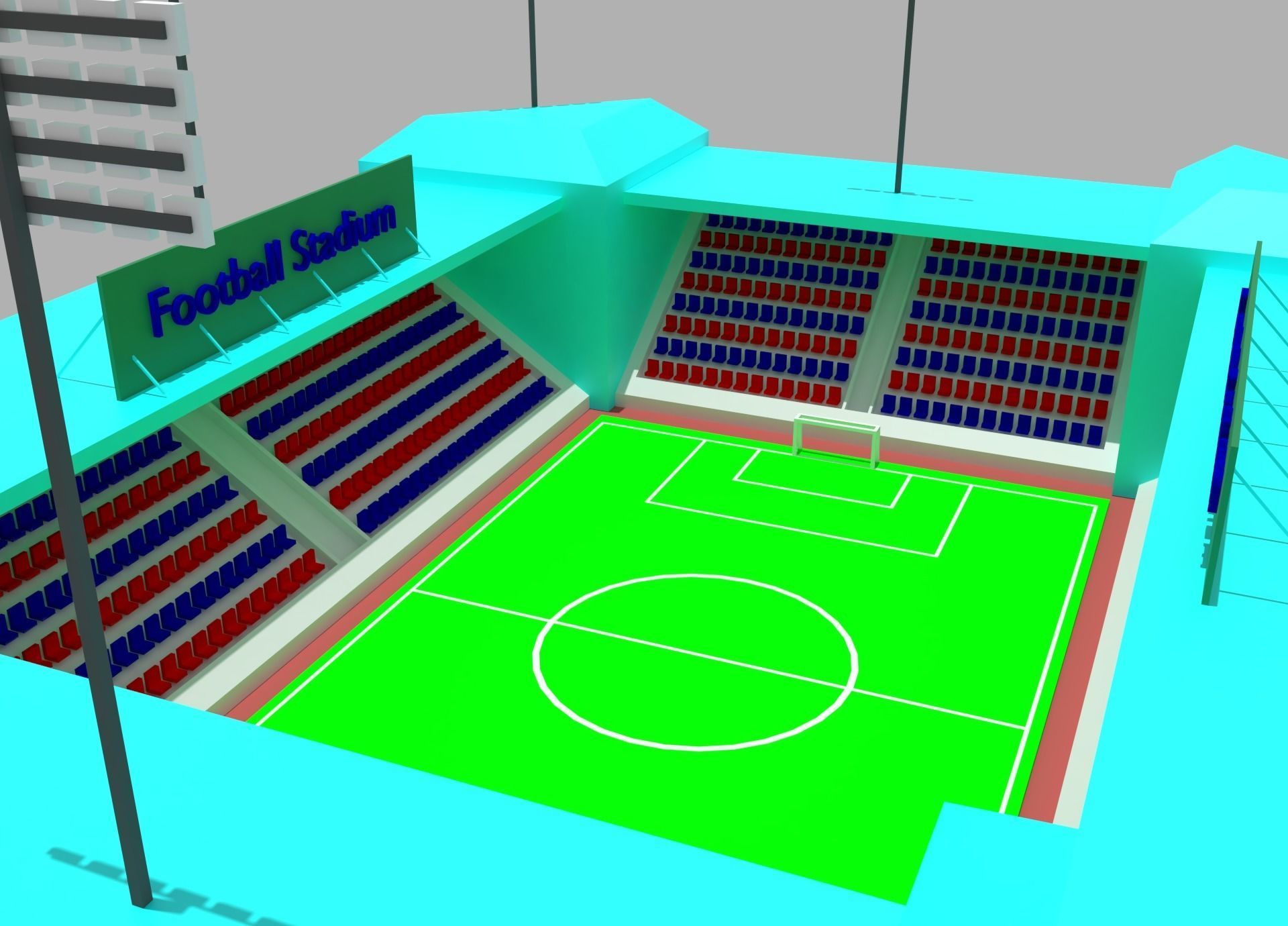 3D model Low Poly Simple Cartoon Football Stadium VR / AR / low-poly ...