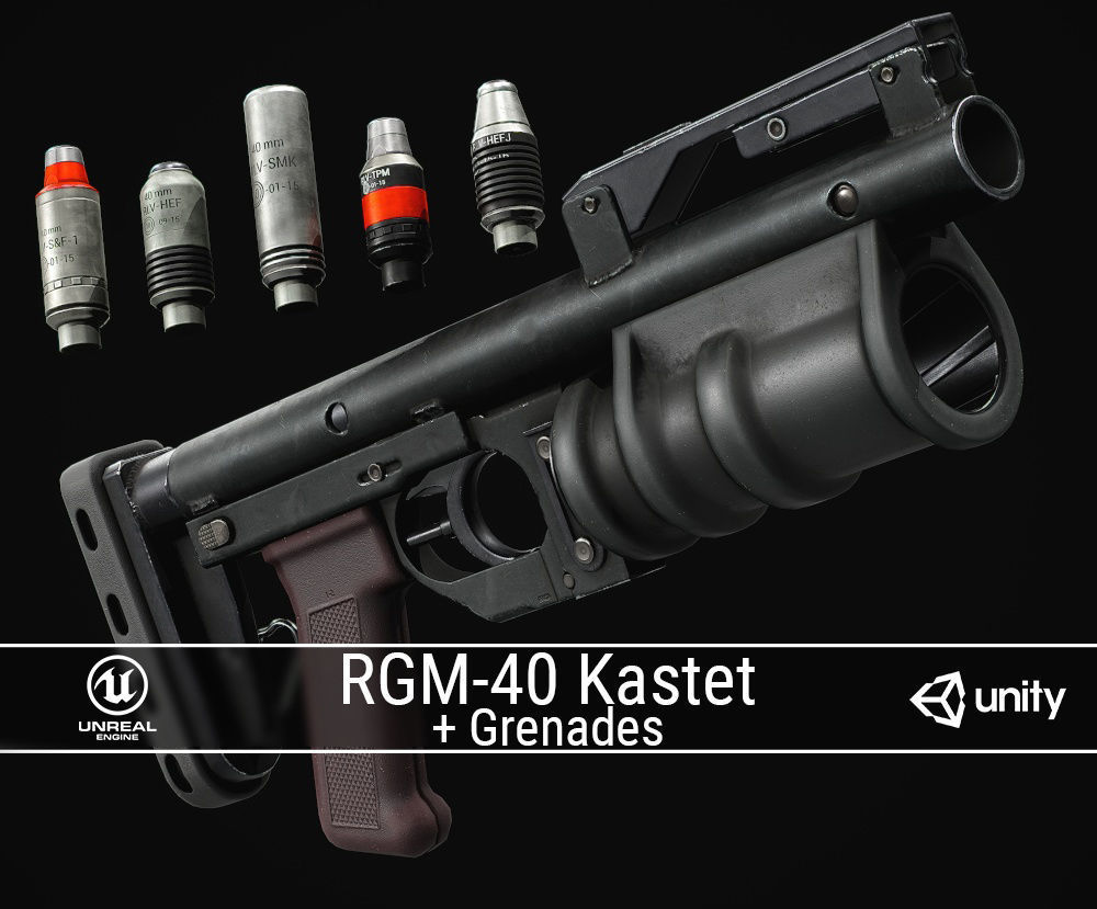 3D model PBR Russian RGM-40 Kastet and GP-25 Grenades VR / AR / low-poly | CGTrader