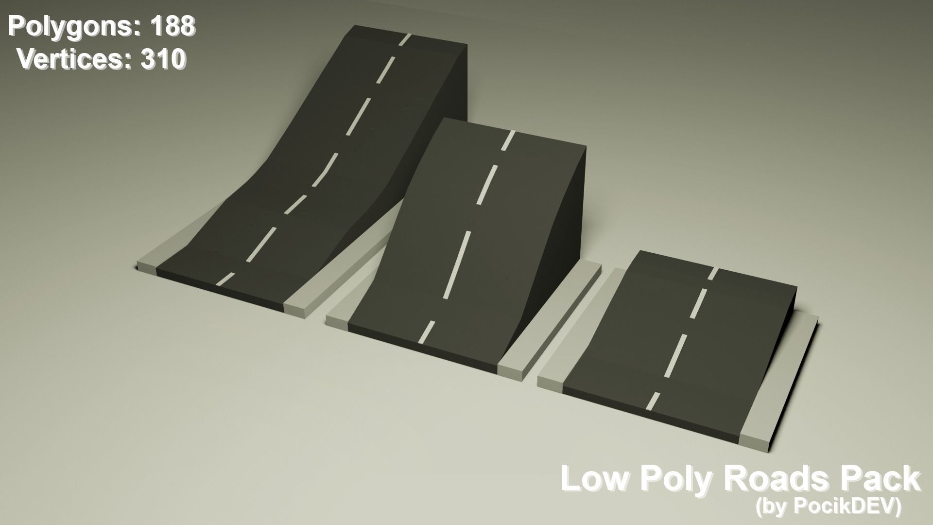 3D model Roads Low-Poly pack VR / AR / low-poly | CGTrader