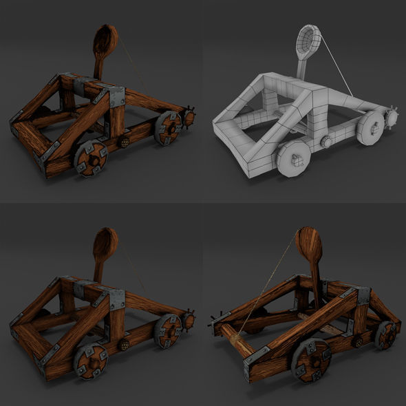 Catapult rigged Animation Low-Poly free VR / AR / low-poly 3D model ...