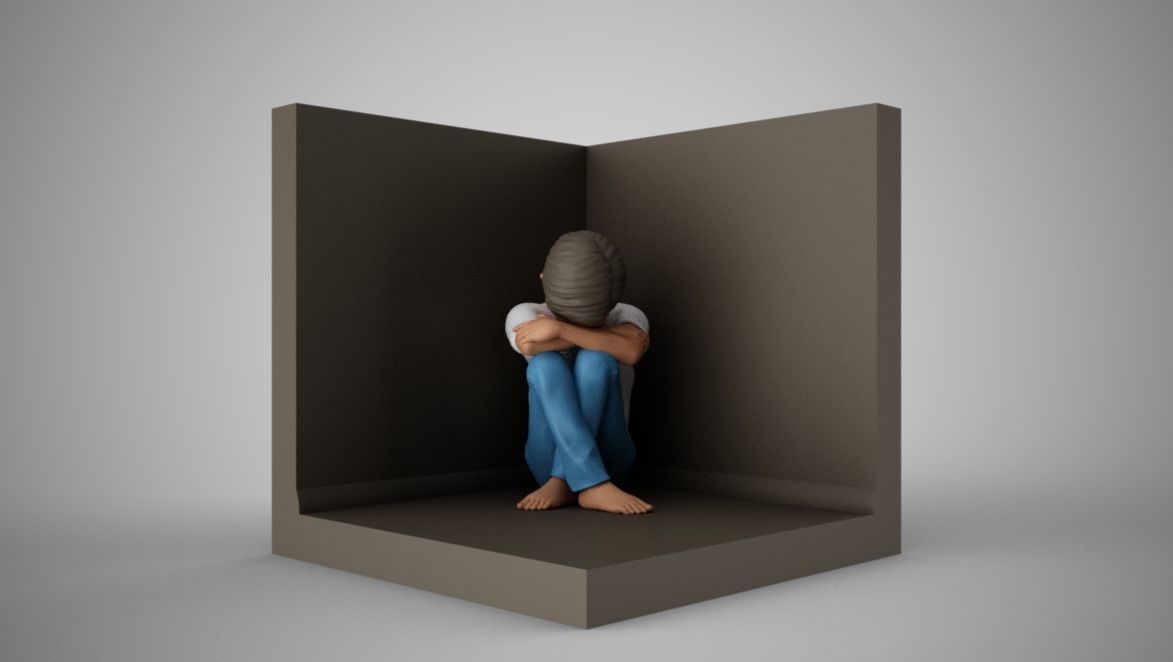 Sad Boy in the Corner 3D model 3D printable | CGTrader