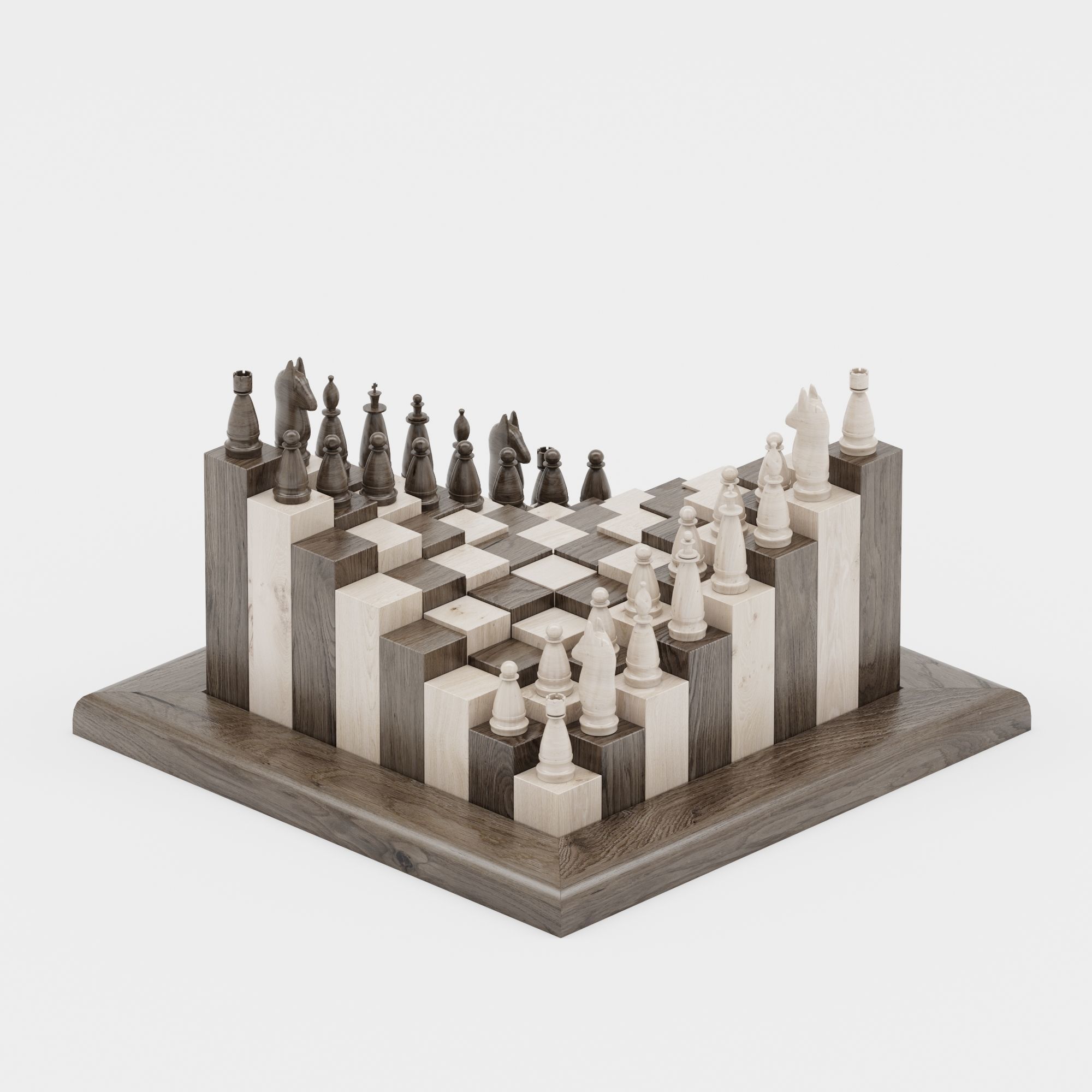 new wooden chess parametric 3D model | CGTrader