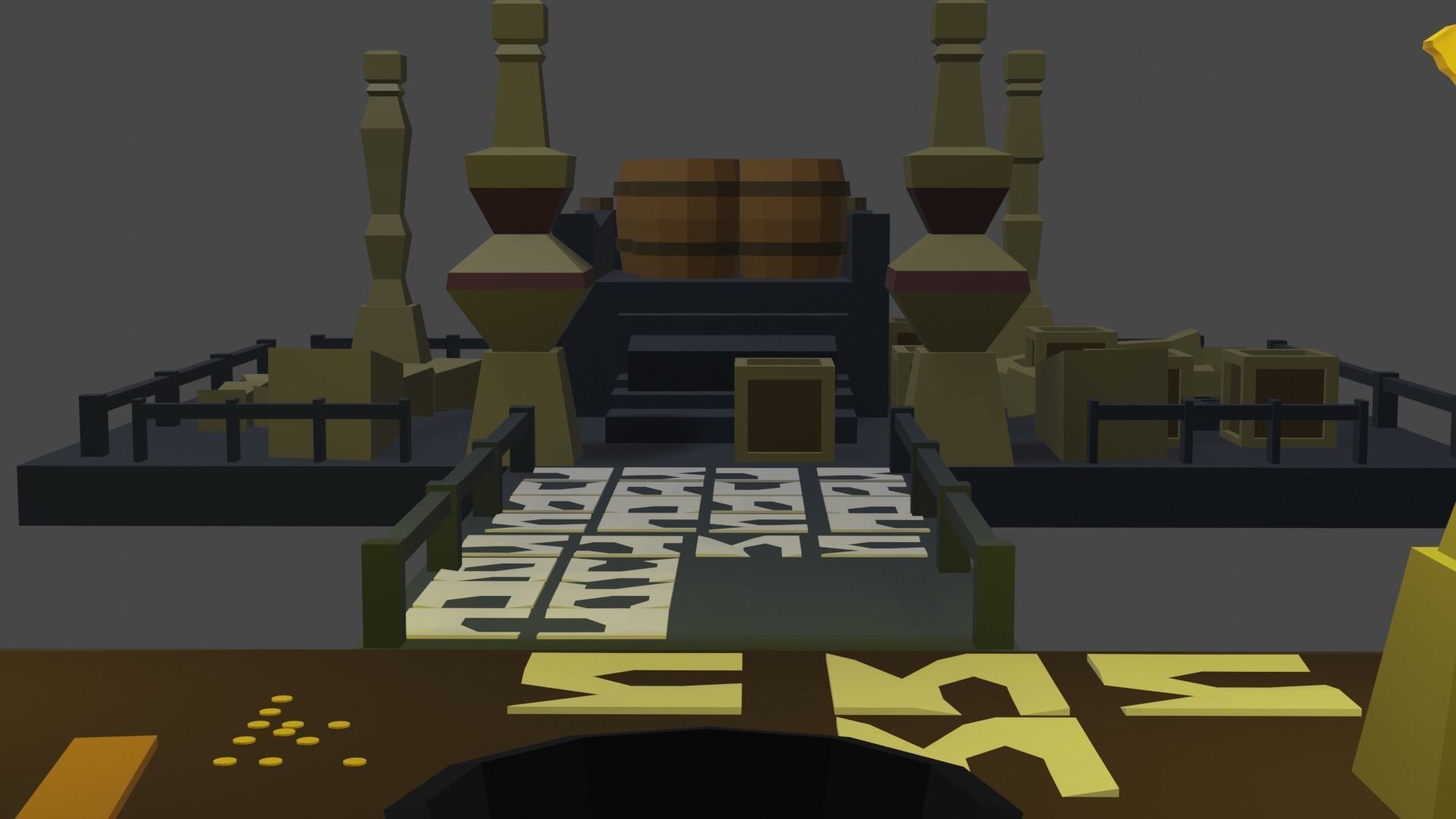 3D model low poly dungeon lego building with lights and furniture VR ...