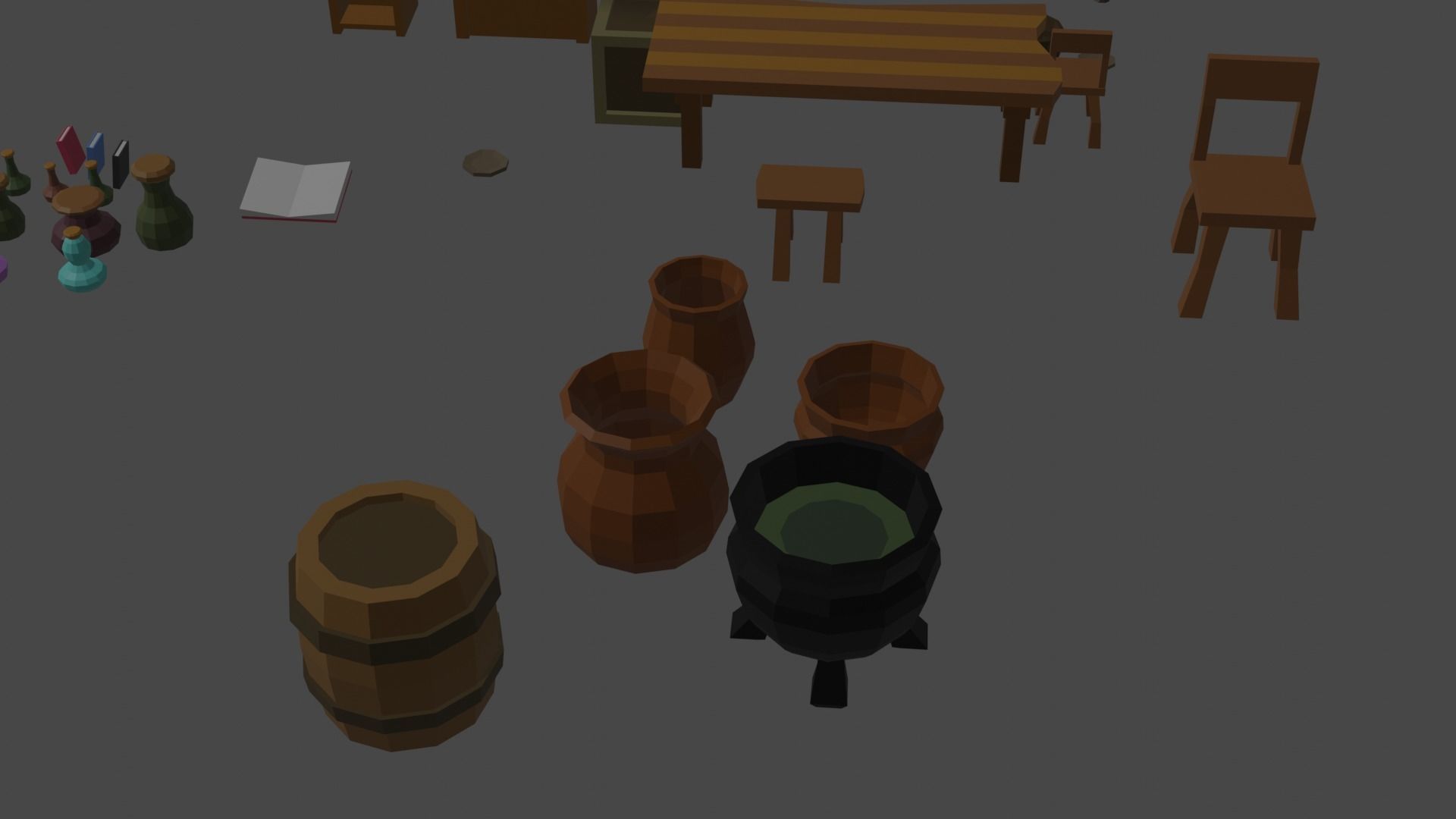 3D model low poly dungeon lego building with lights and furniture VR ...