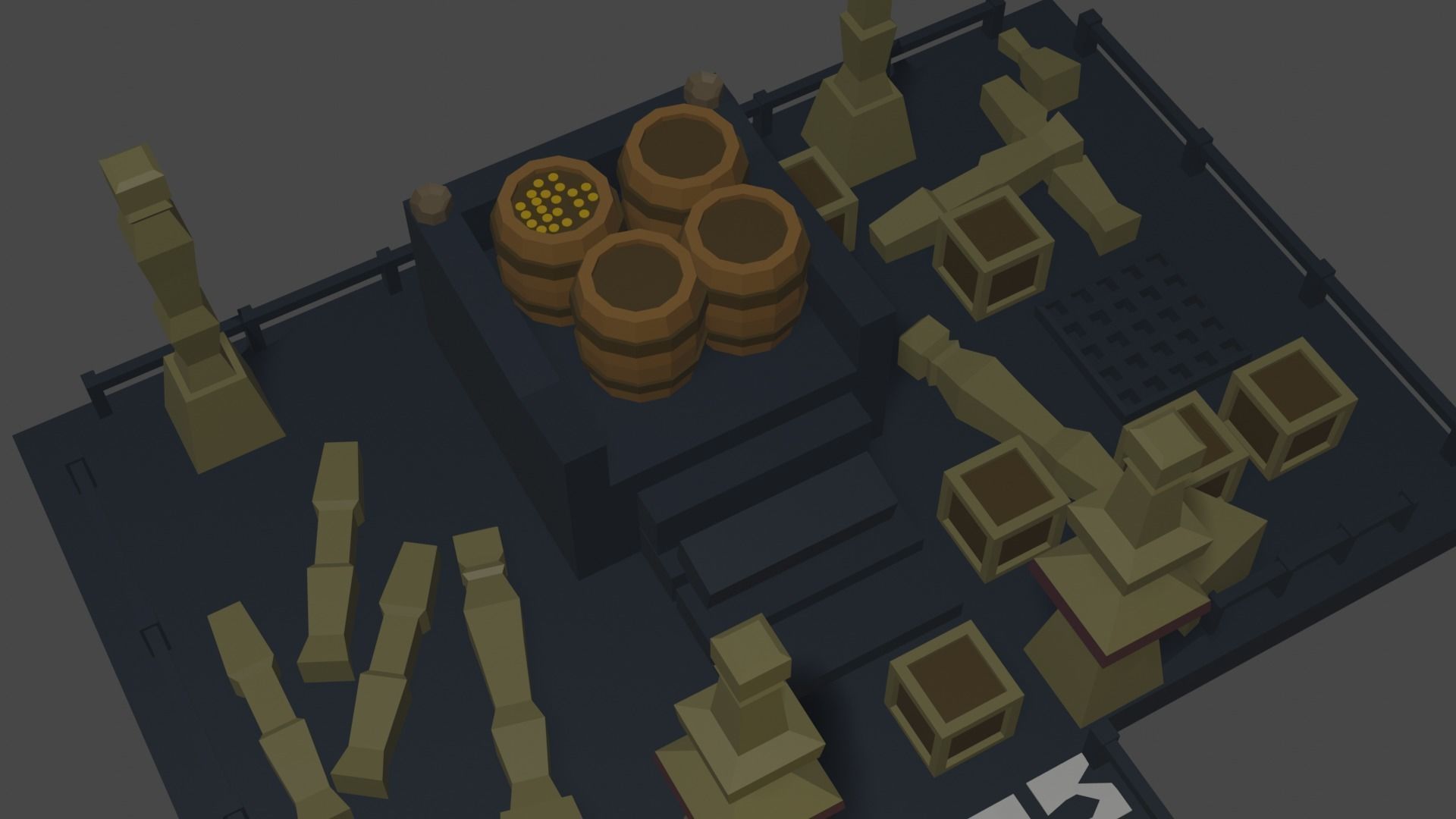 3D model low poly dungeon lego building with lights and furniture VR ...