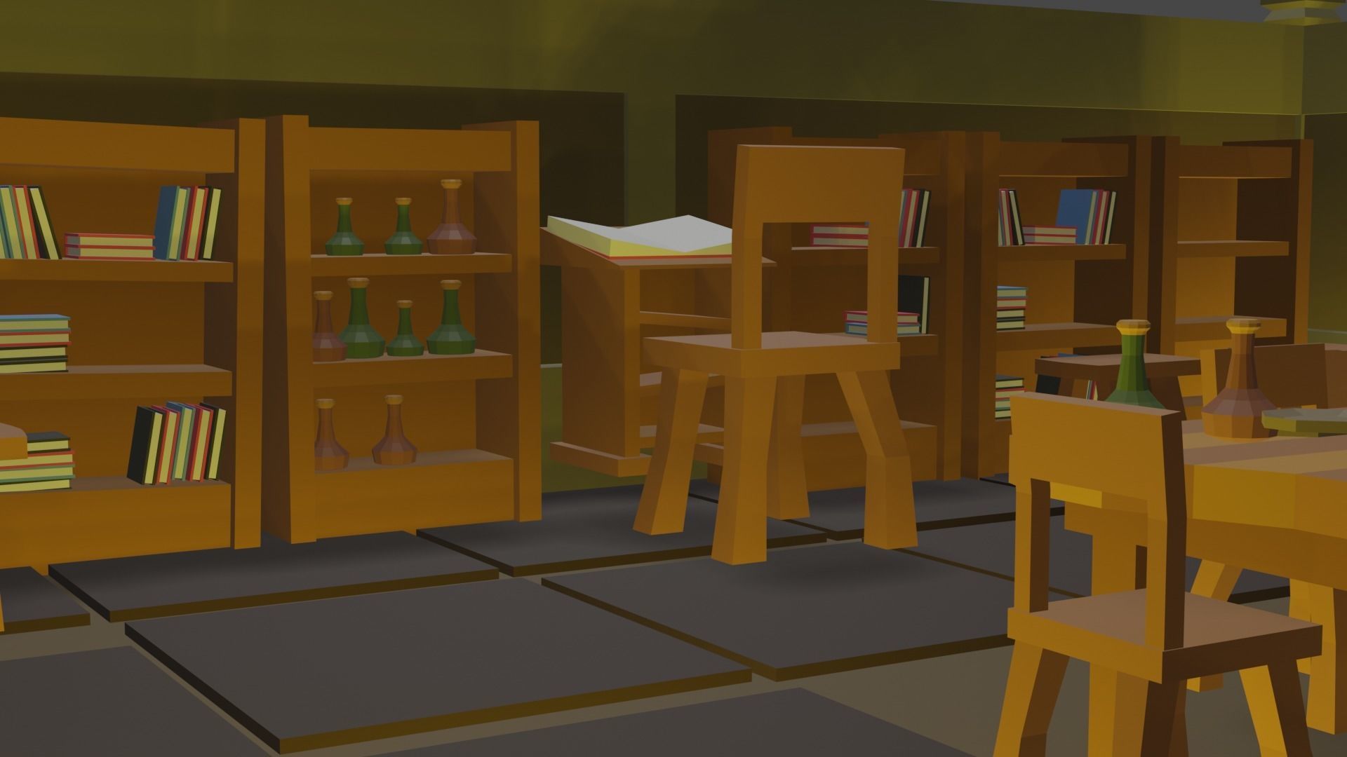 3D model low poly dungeon lego building with lights and furniture VR ...