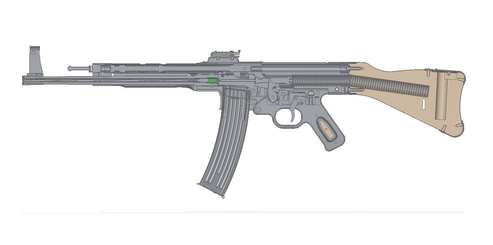 STG-44 gun with wooden handle 3D model | CGTrader