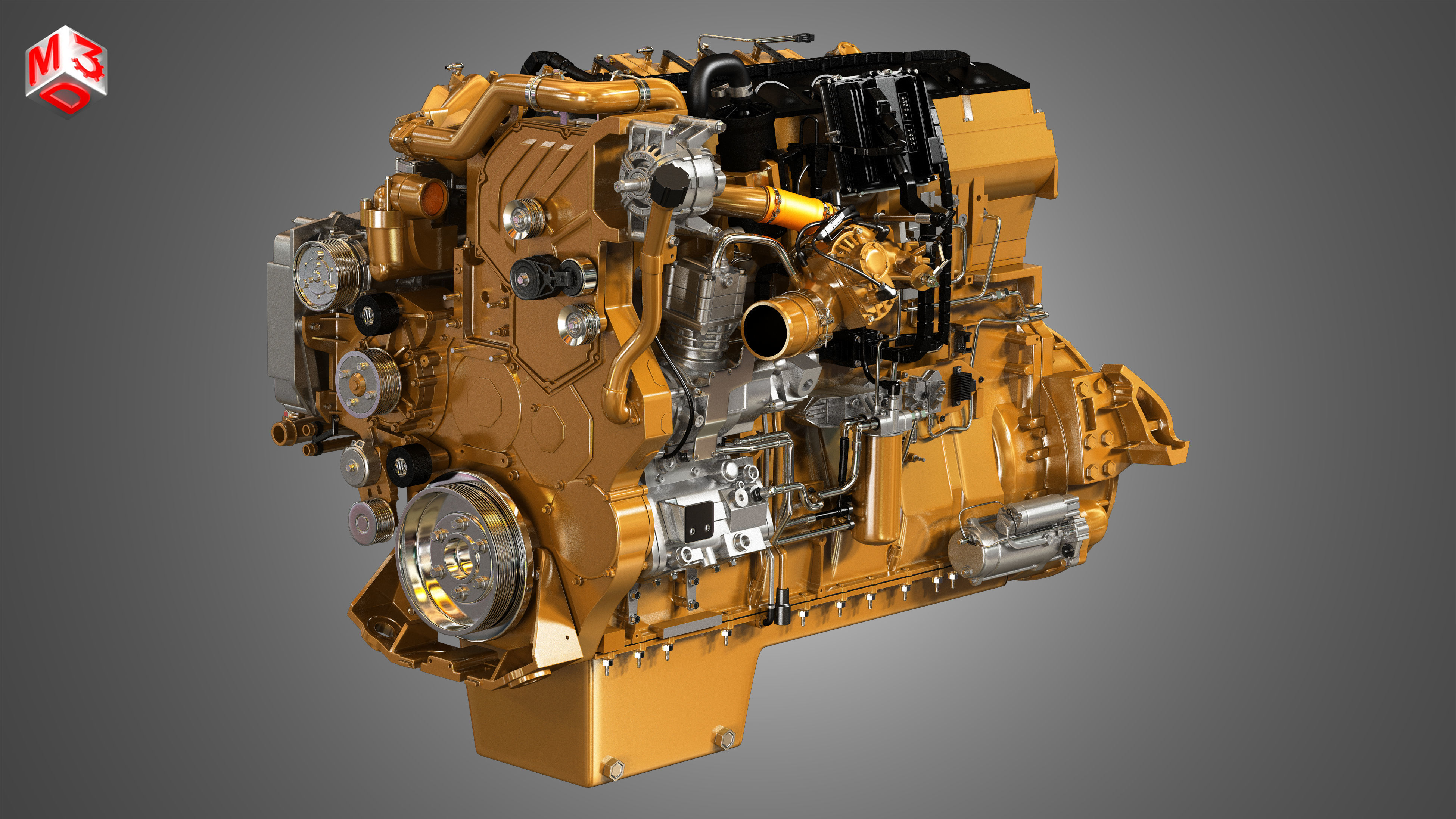 CT15 Heavy Duty Truck Engine - 6 Cylinder Diesel Engine 3D model | CGTrader