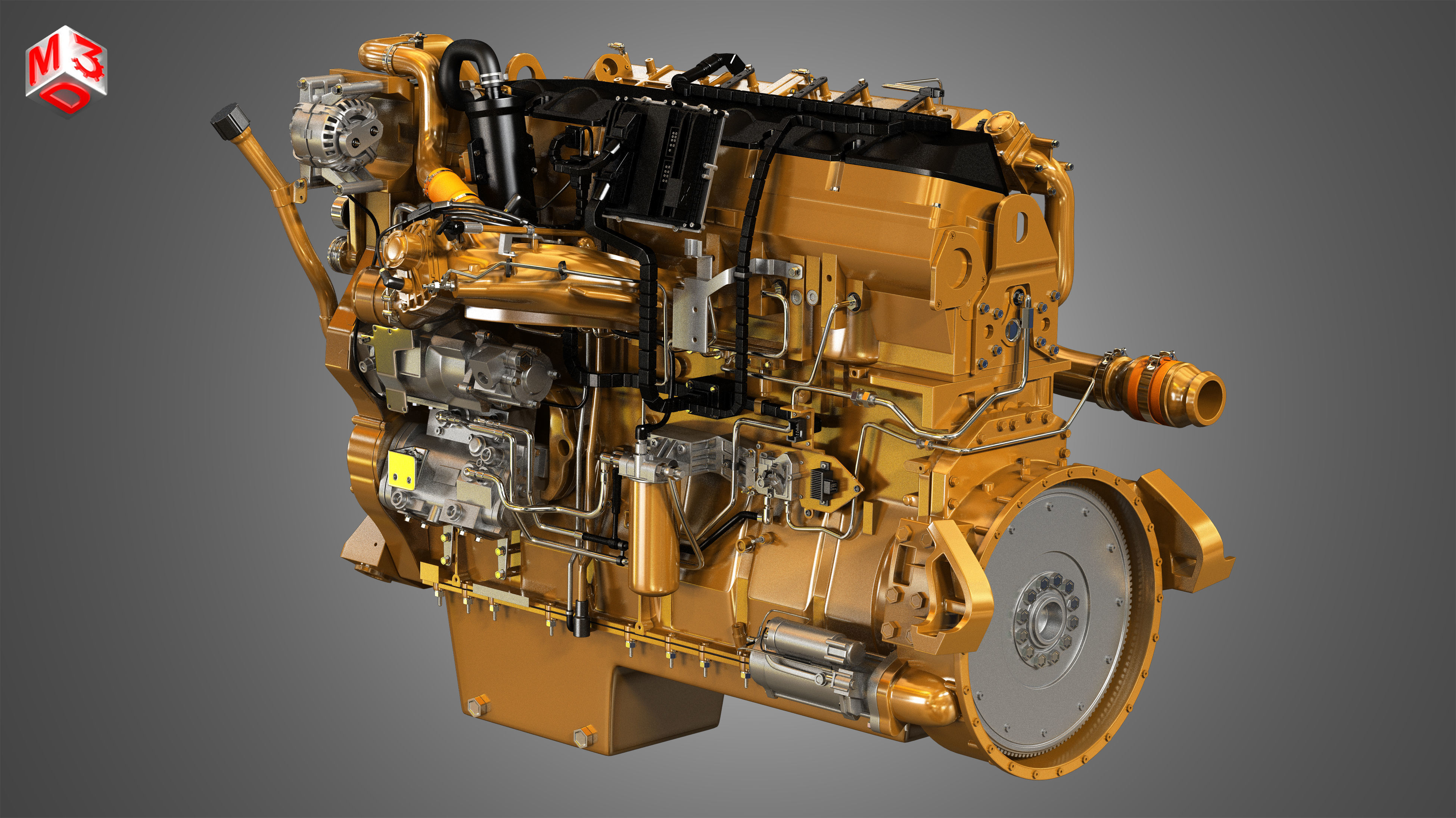 CT15 Heavy Duty Truck Engine - 6 Cylinder Diesel Engine 3D model | CGTrader