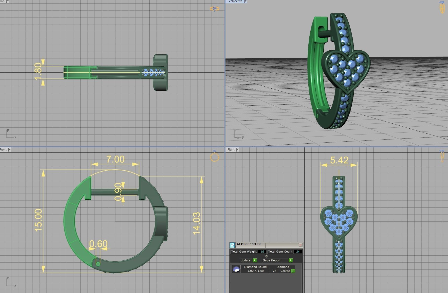 Hoop Earrings 15mm Heart earring printable 3dmodel 3D model 3D ...