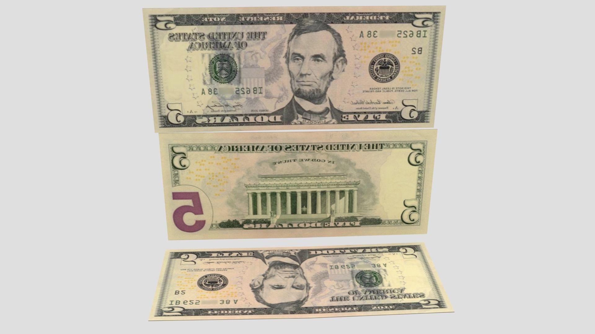 3D model 5 Dolar Bill and Stack VR / AR / low-poly | CGTrader