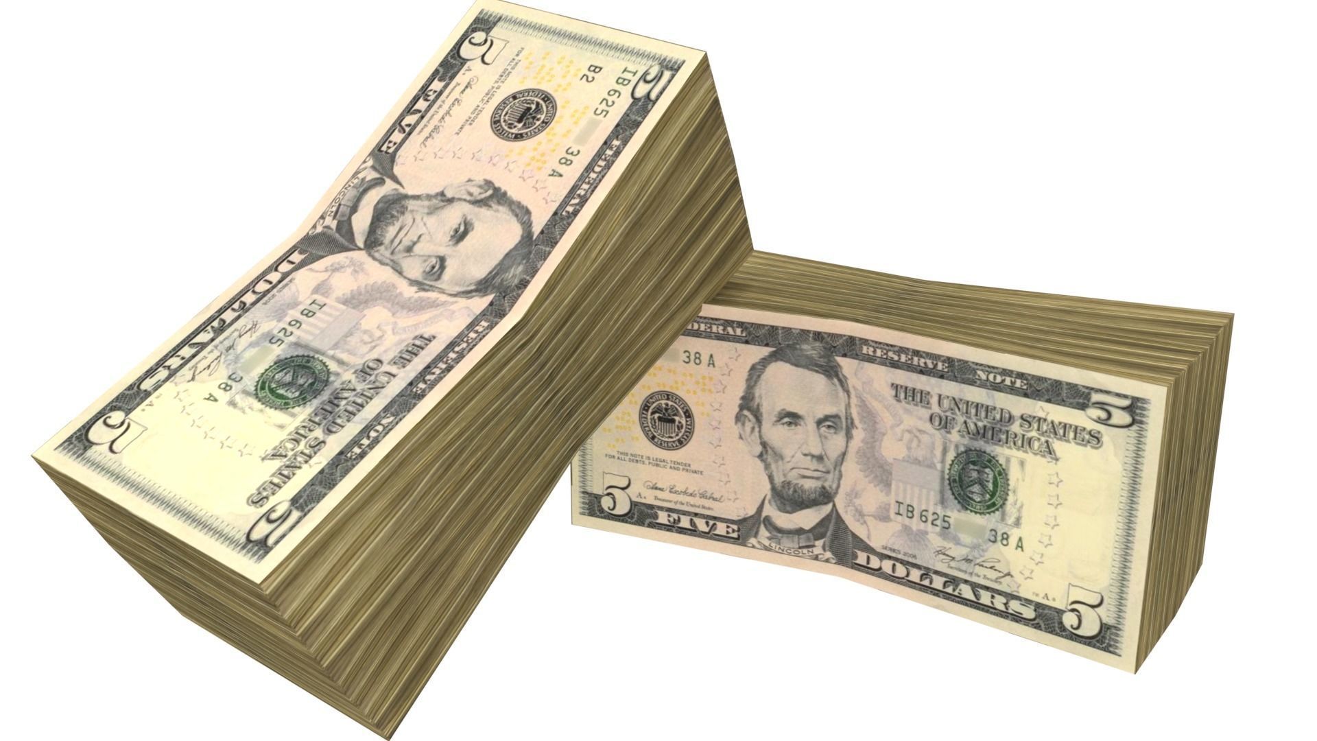 3D model 5 Dolar Bill and Stack VR / AR / low-poly | CGTrader
