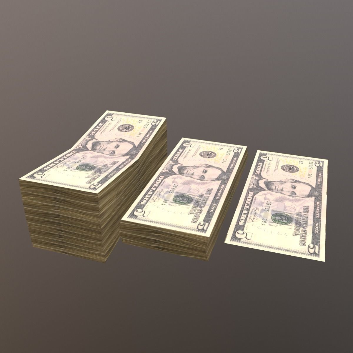 3D model 5 Dolar Bill and Stack VR / AR / low-poly | CGTrader