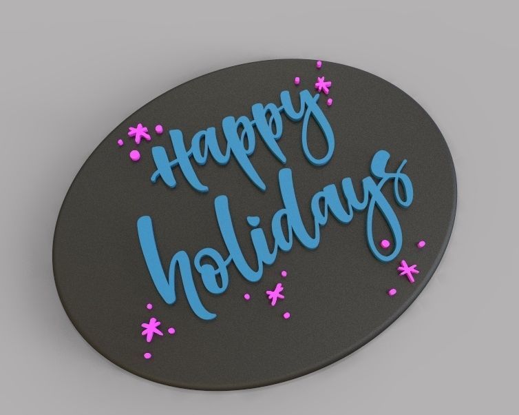 Holiday Greetings Plate 3D model 3D printable | CGTrader