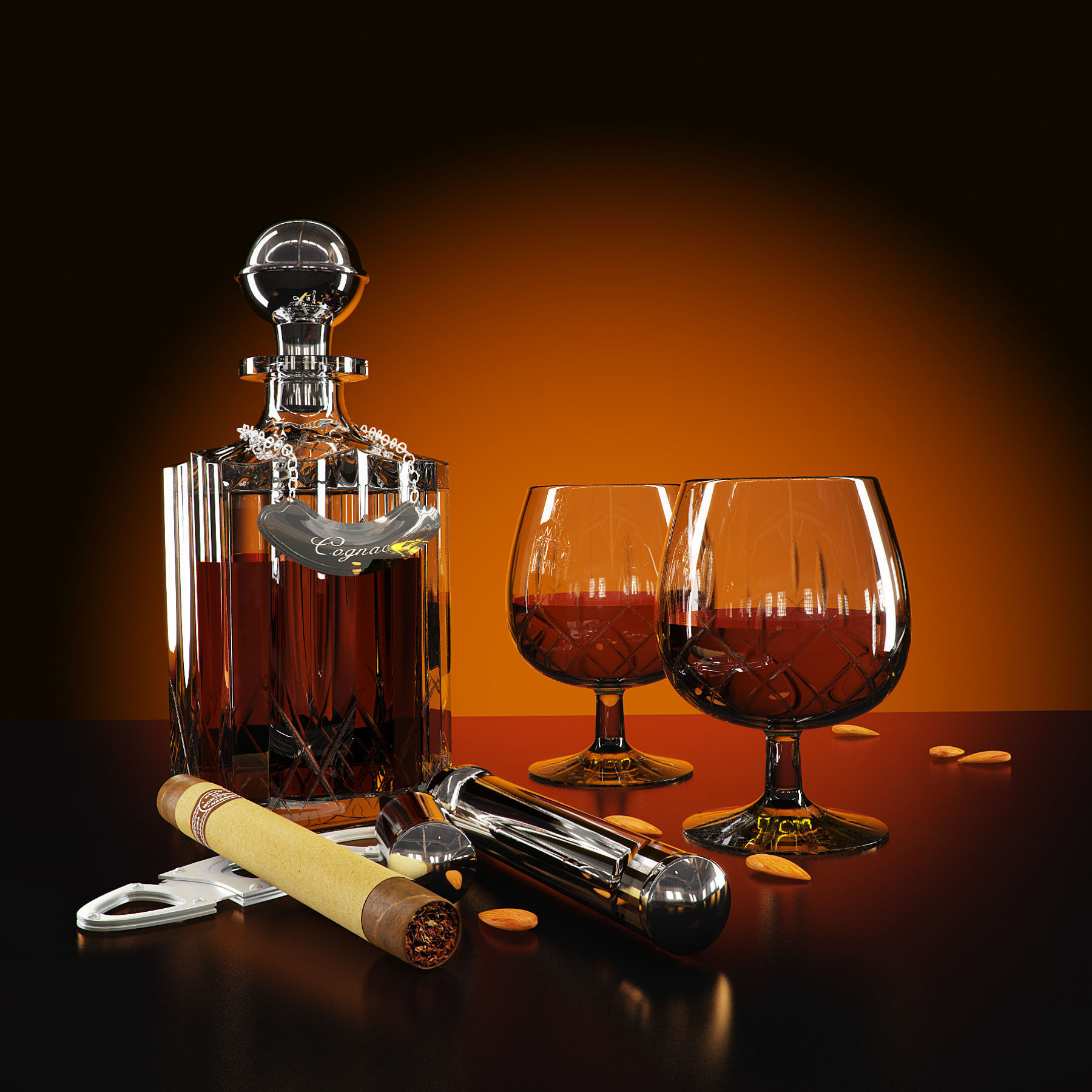 Cognac sigar Set 3D Model .max .obj .fbx .mtl - CGTrader.com
